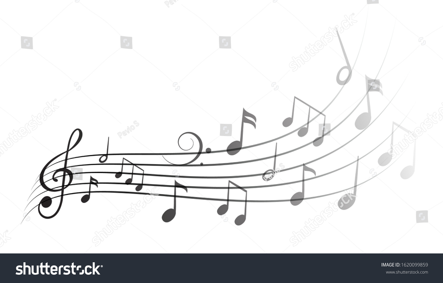 Music Notes Wave Isolated Group Musical: เวกเตอร์สต็อก (ปลอดค่า ...