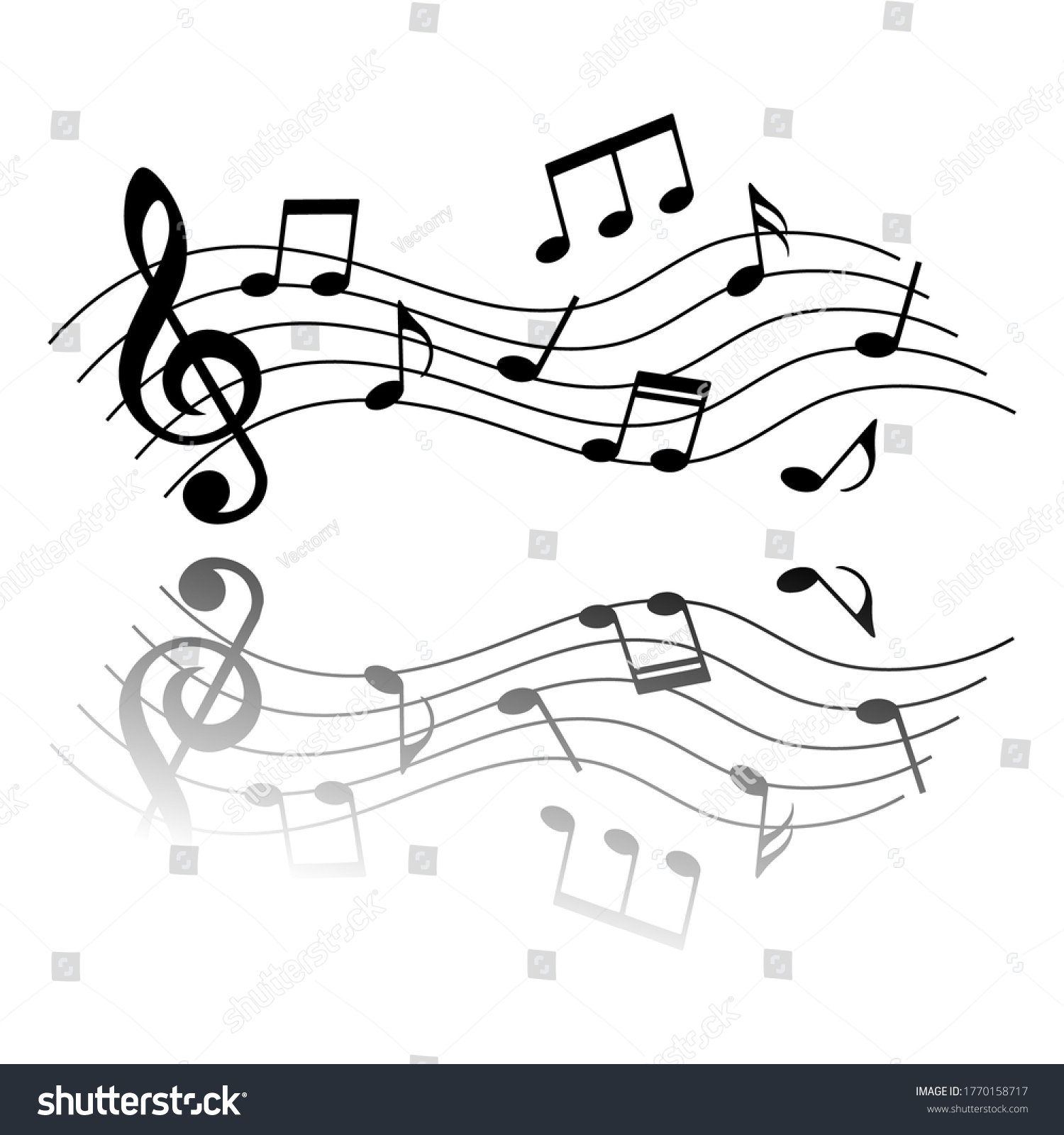Notas musicales con reflexión. Elemento de: vector de stock (libre de ...