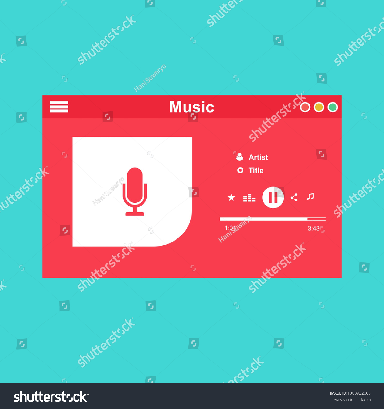 Music Player App Interface Vector Color Stock Vector (Royalty Free ...