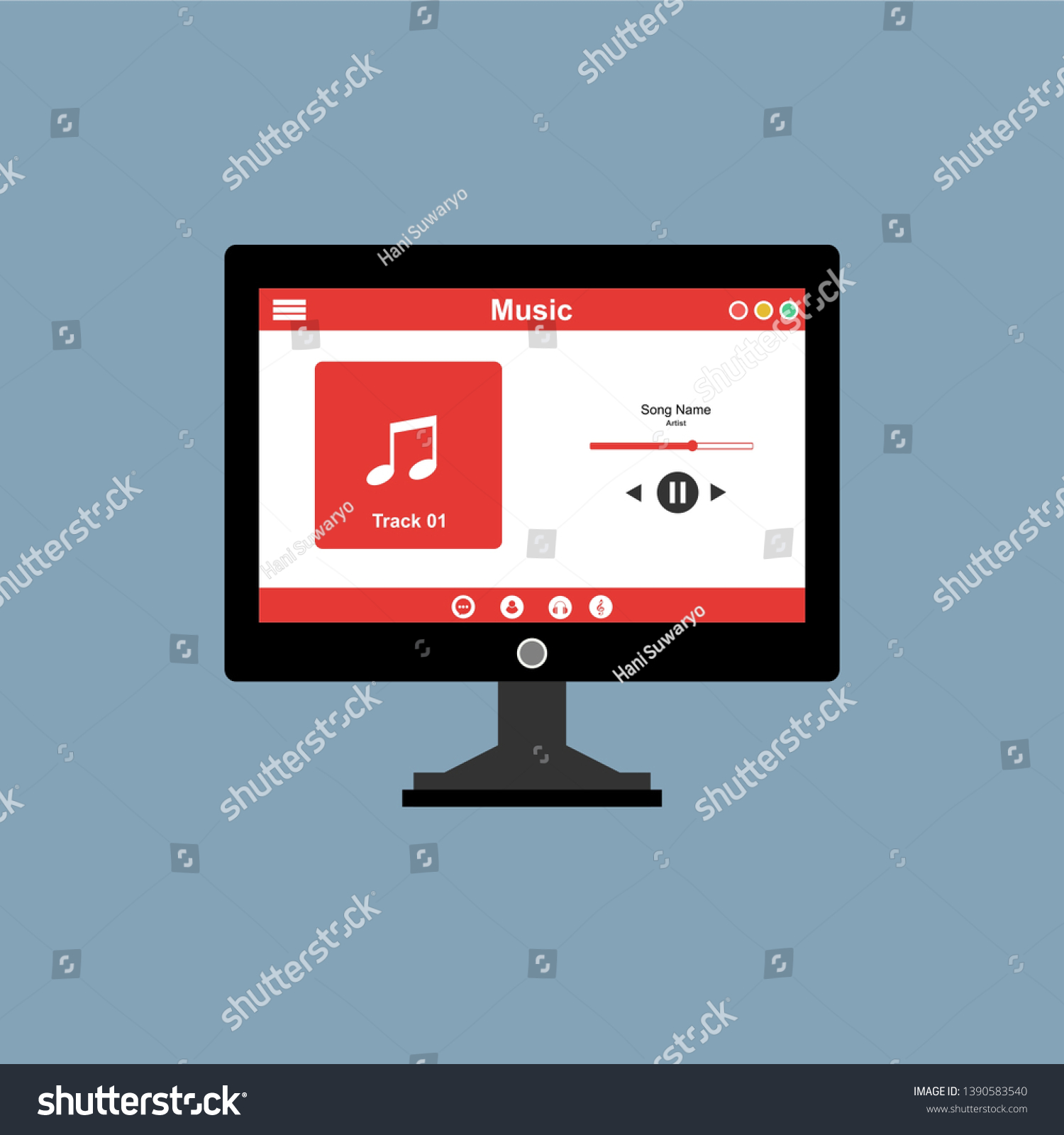 Music Player App Interface Vector Color Stock Vector (Royalty Free ...