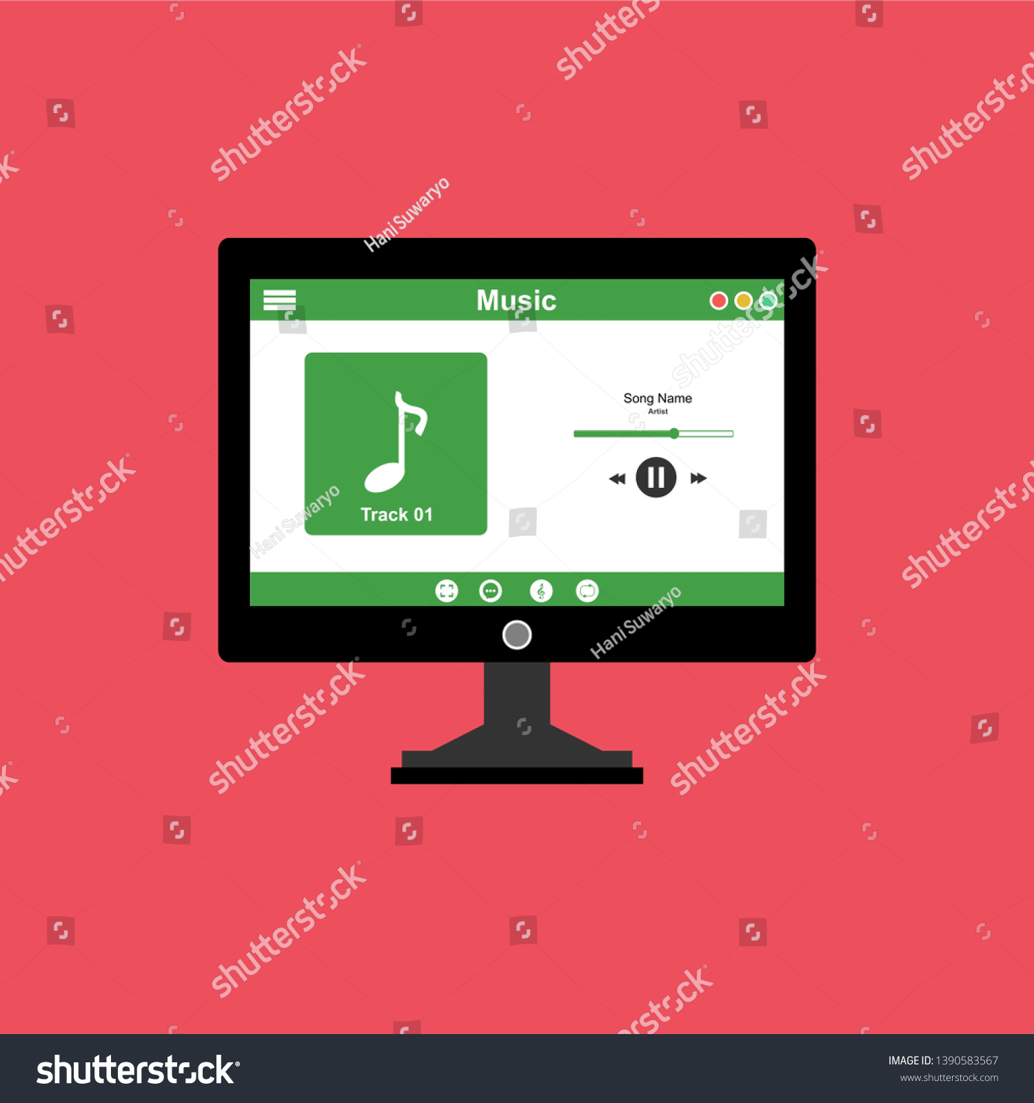 Music Player App Interface Vector Color Stock Vector (Royalty Free ...