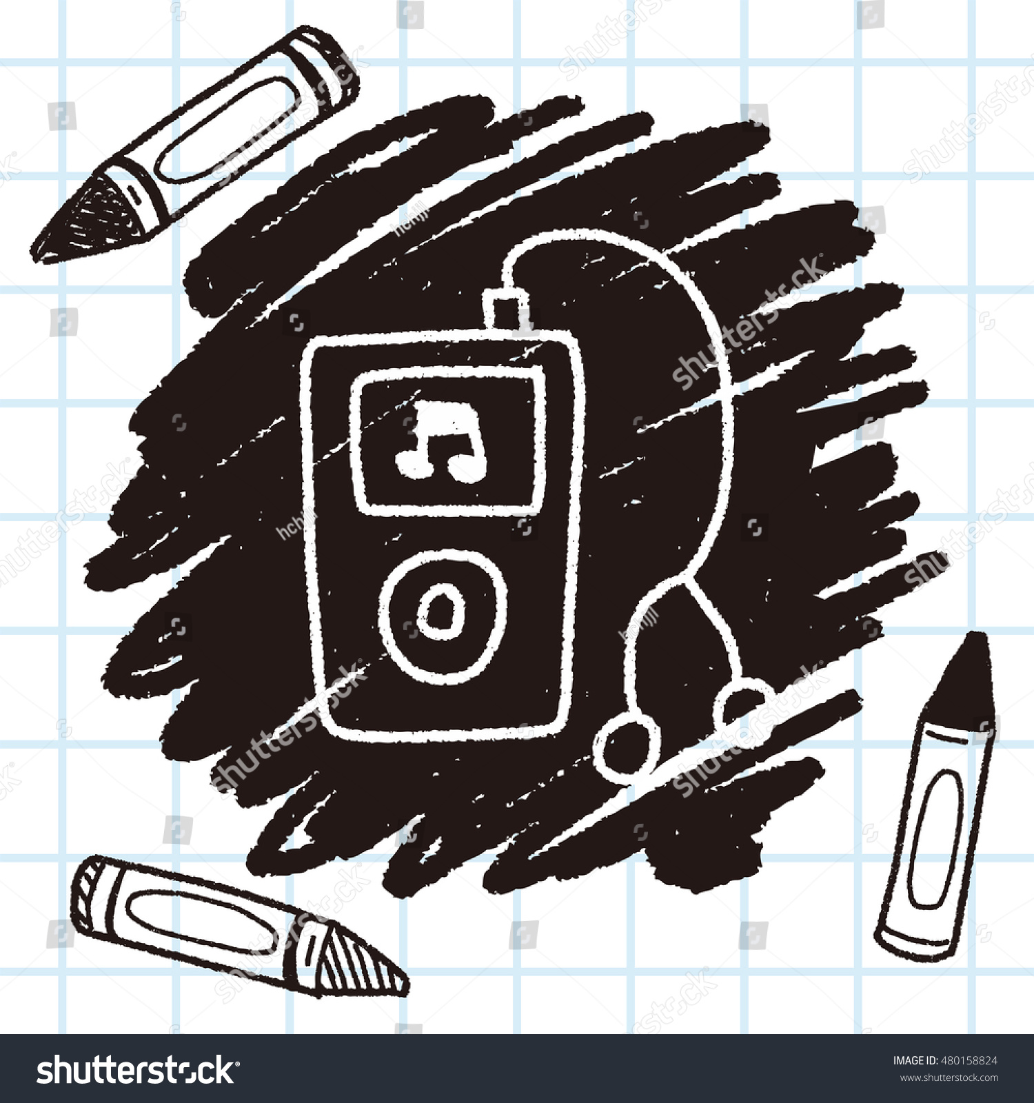 Music Player Doodle Drawing Stock Vector (Royalty Free) 480158824