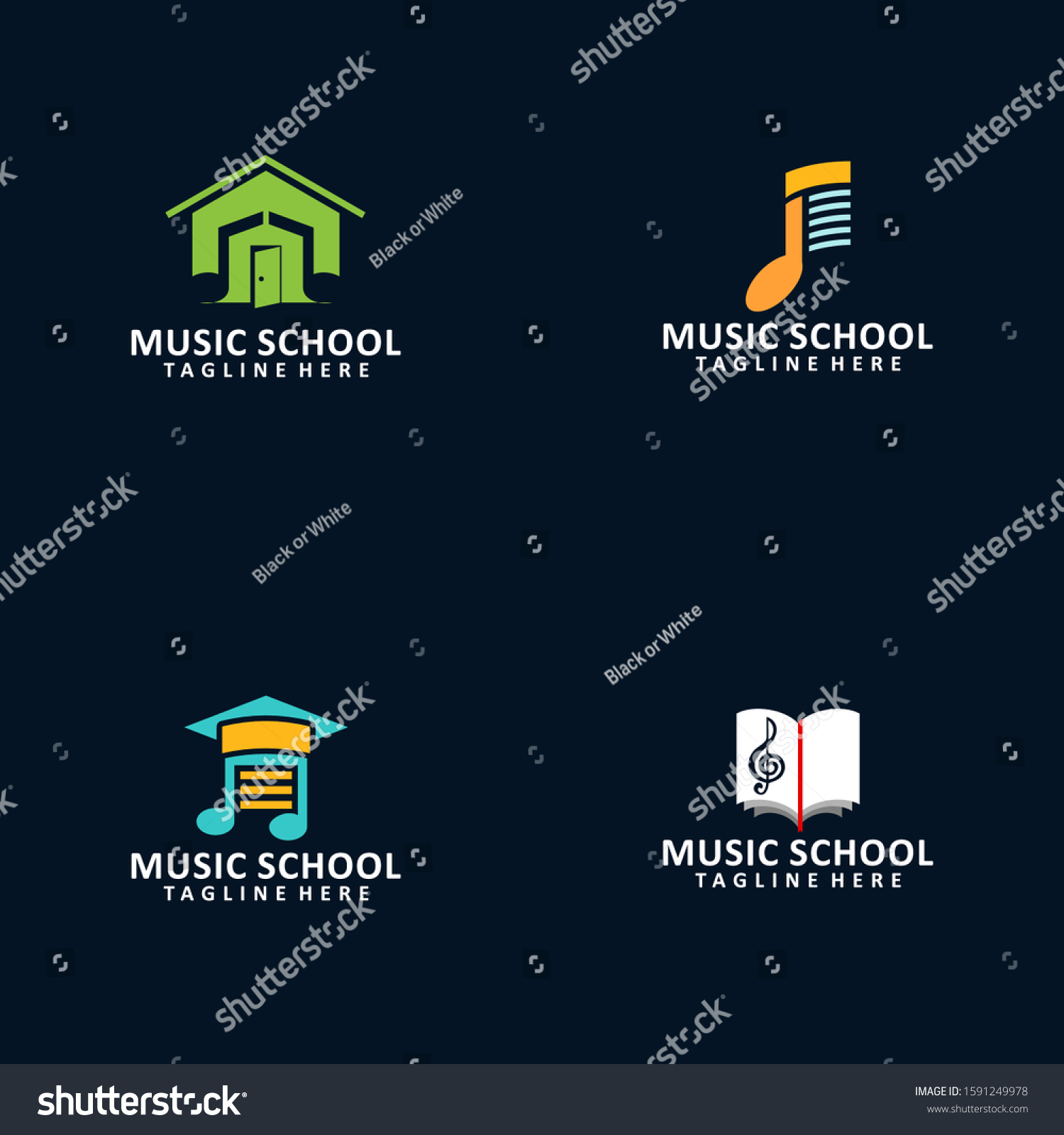 Music School Logo Design Vector Stock Vector (Royalty Free) 1591249978 ...