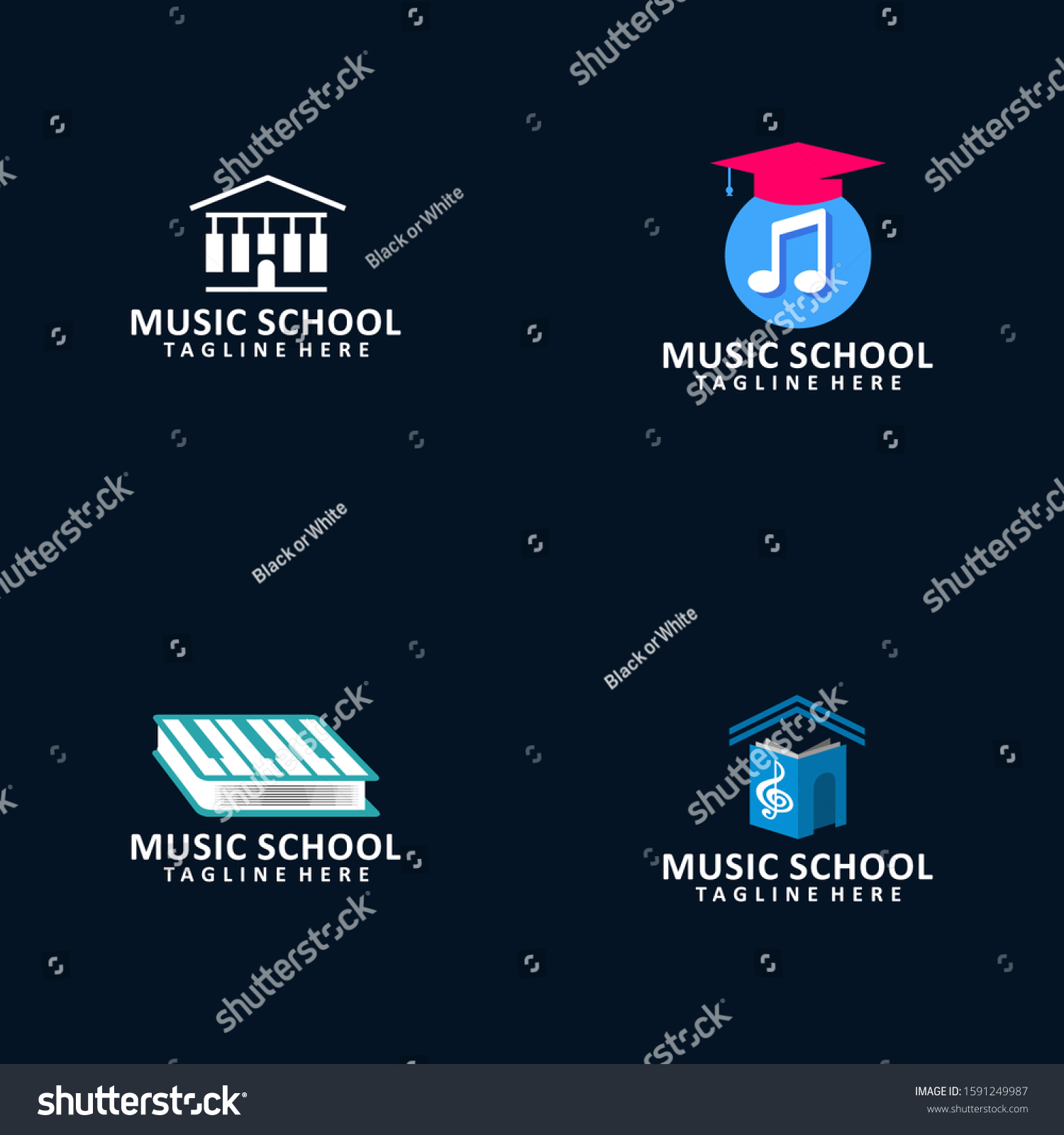 Music School Logo Design Vector Stock Vector (Royalty Free) 1591249987 ...