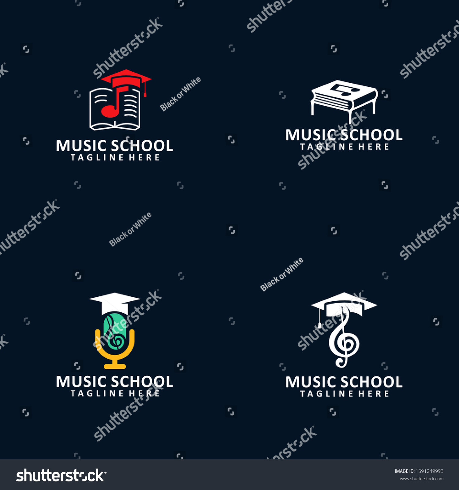 Music School Logo Design Vector Stock Vector (Royalty Free) 1591249993 ...