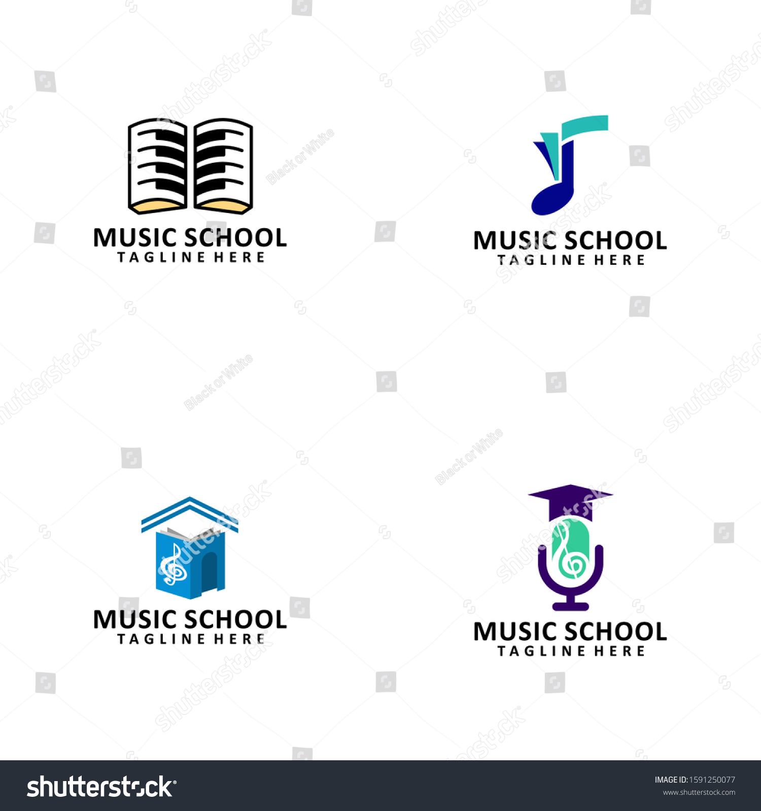 Music School Logo Design Vector Stock Vector (Royalty Free) 1591250077