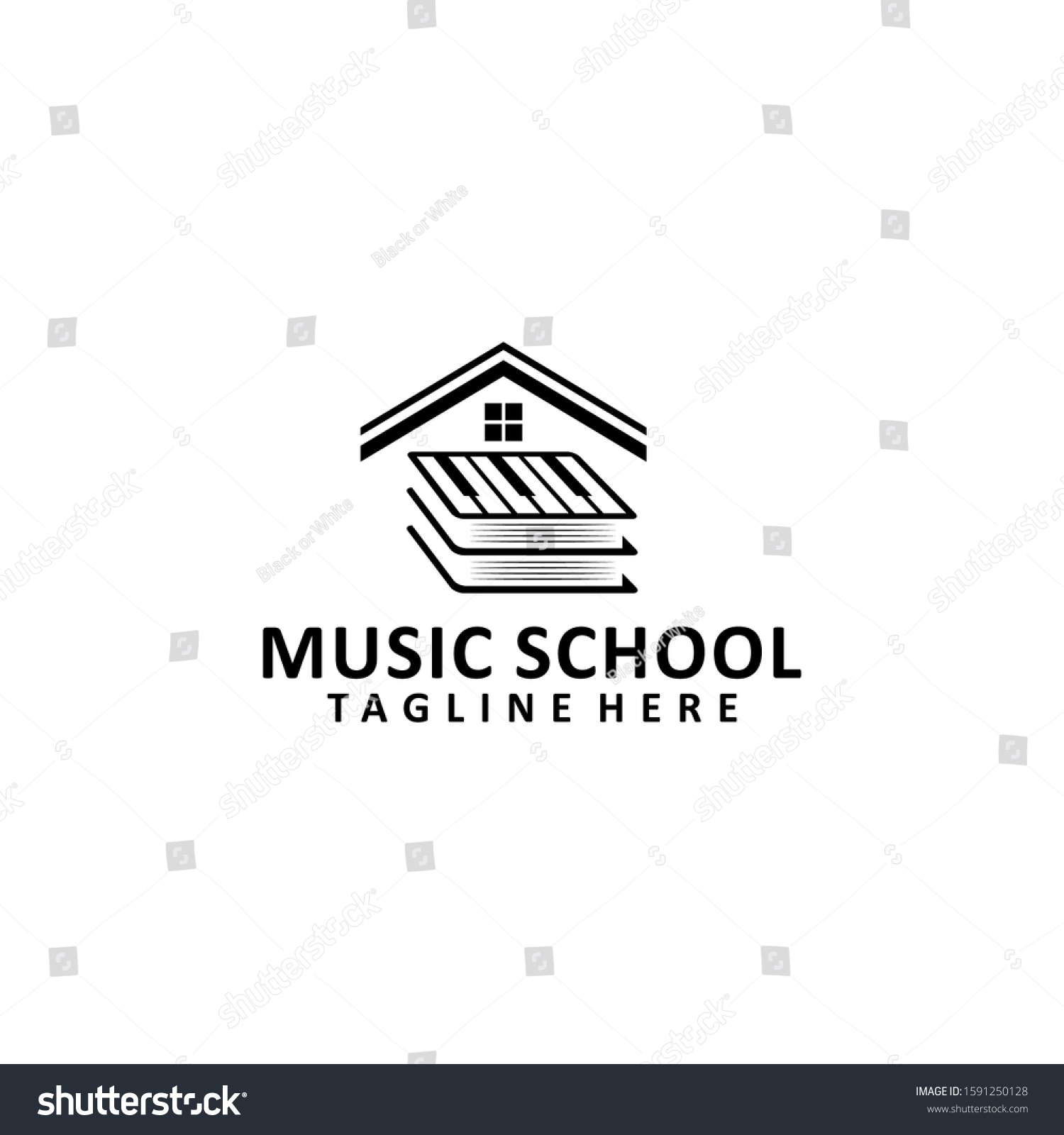 Music School Logo Design Vector Stock Vector (Royalty Free) 1591250128