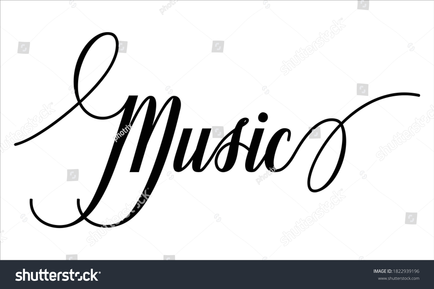 Music Script Cursive Calligraphy Typography Black Stock Vector (Royalty ...