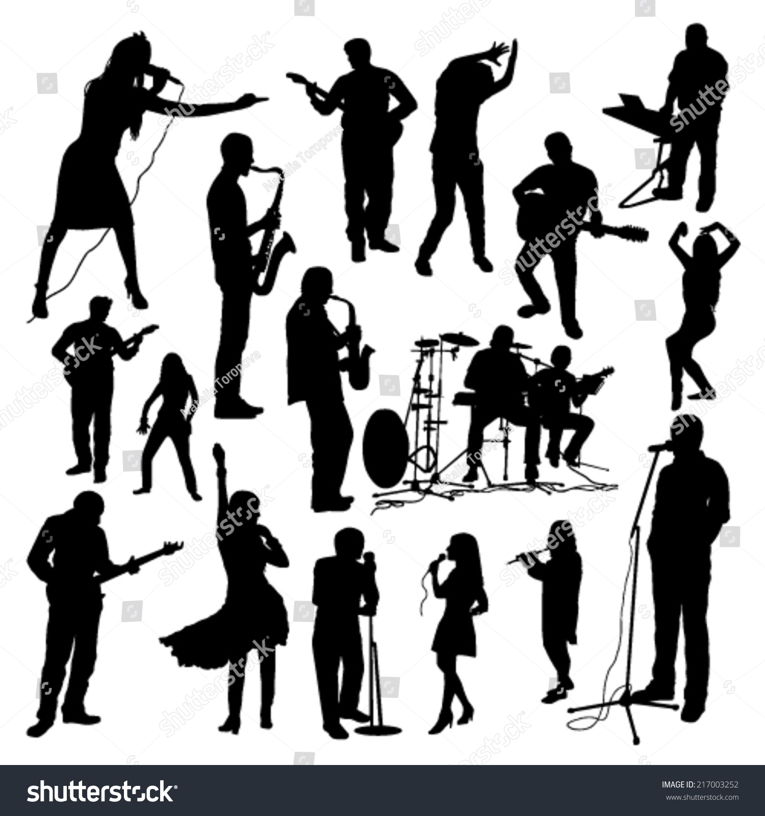Music Silhouettes Set Stock Vector (Royalty Free) 217003252 | Shutterstock