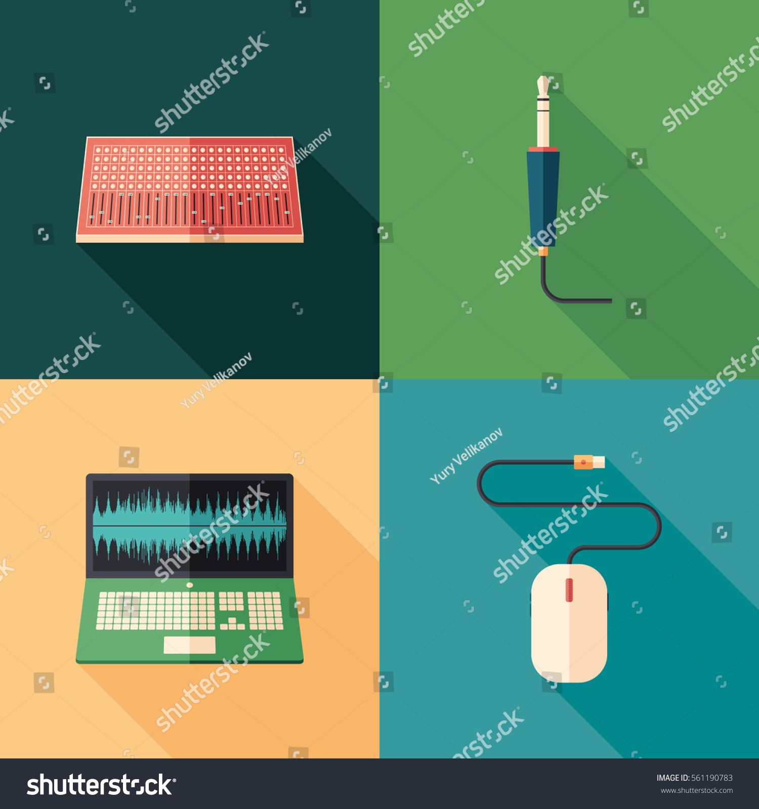Music Studio Flat Square Icon Set Stock Vector (Royalty Free) 561190783 ...