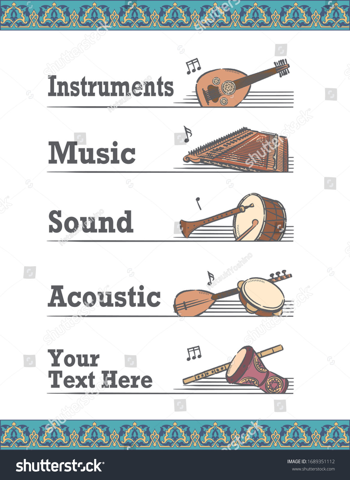 Music Themed Vector Labels Arabic Instruments Stock Vector (Royalty ...