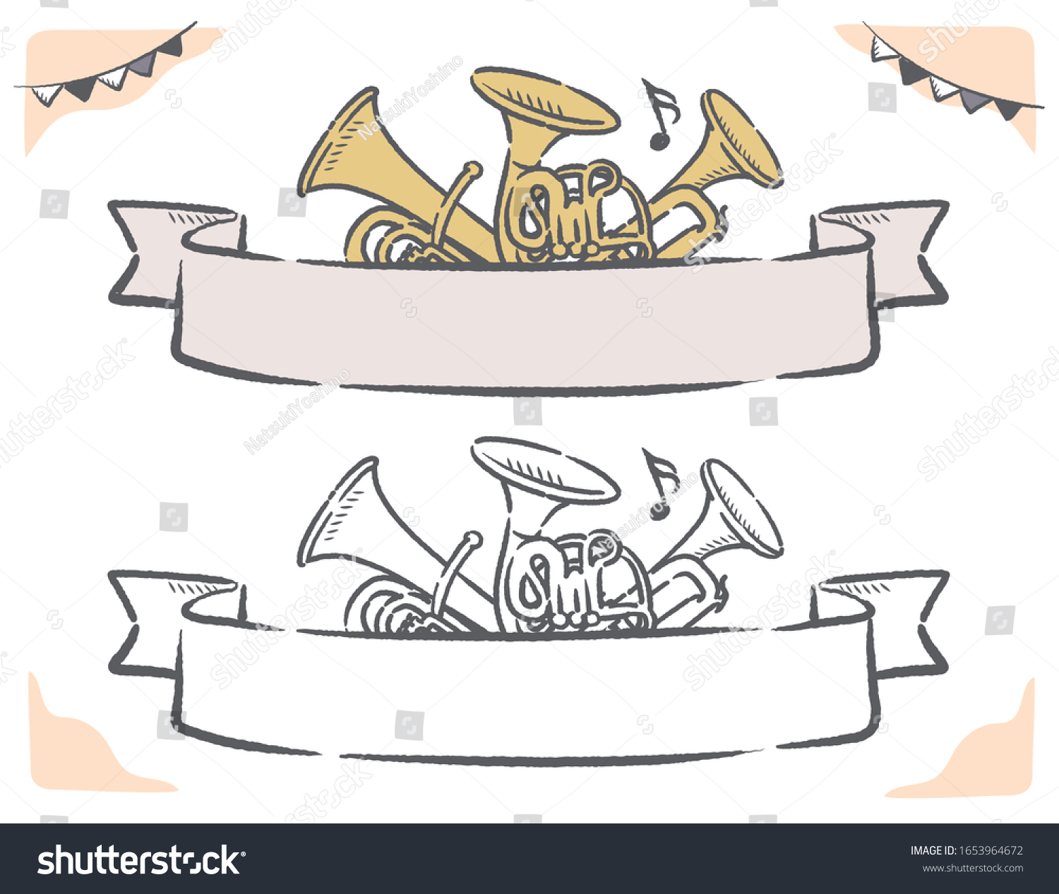 Music Themed Vector Labels Brass Instruments Stock Vector (Royalty Free ...