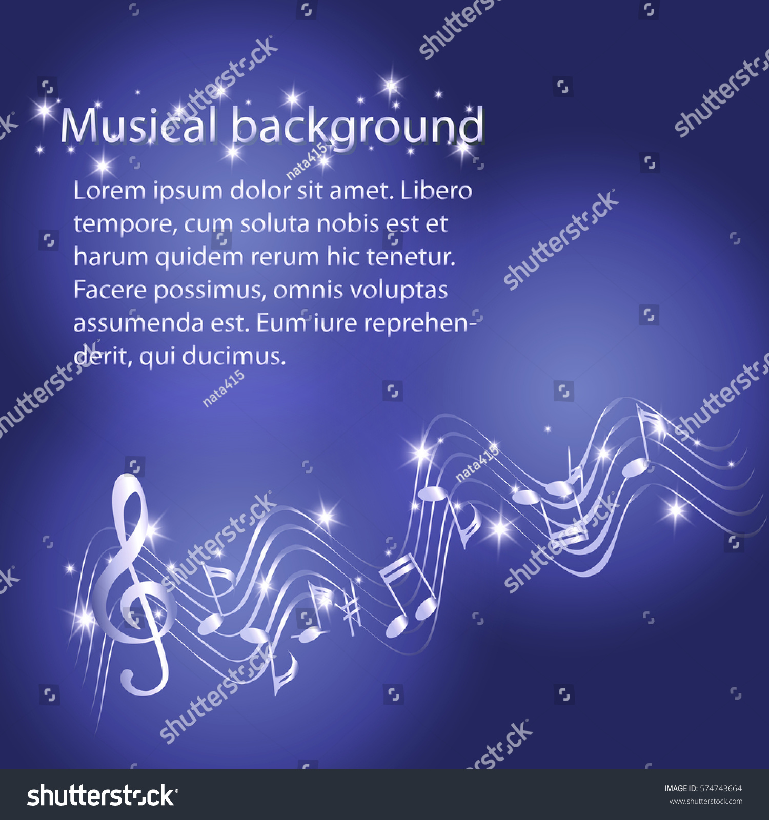 Musical Blue Background Notes Treble Clef Stock Vector 574743664 ...