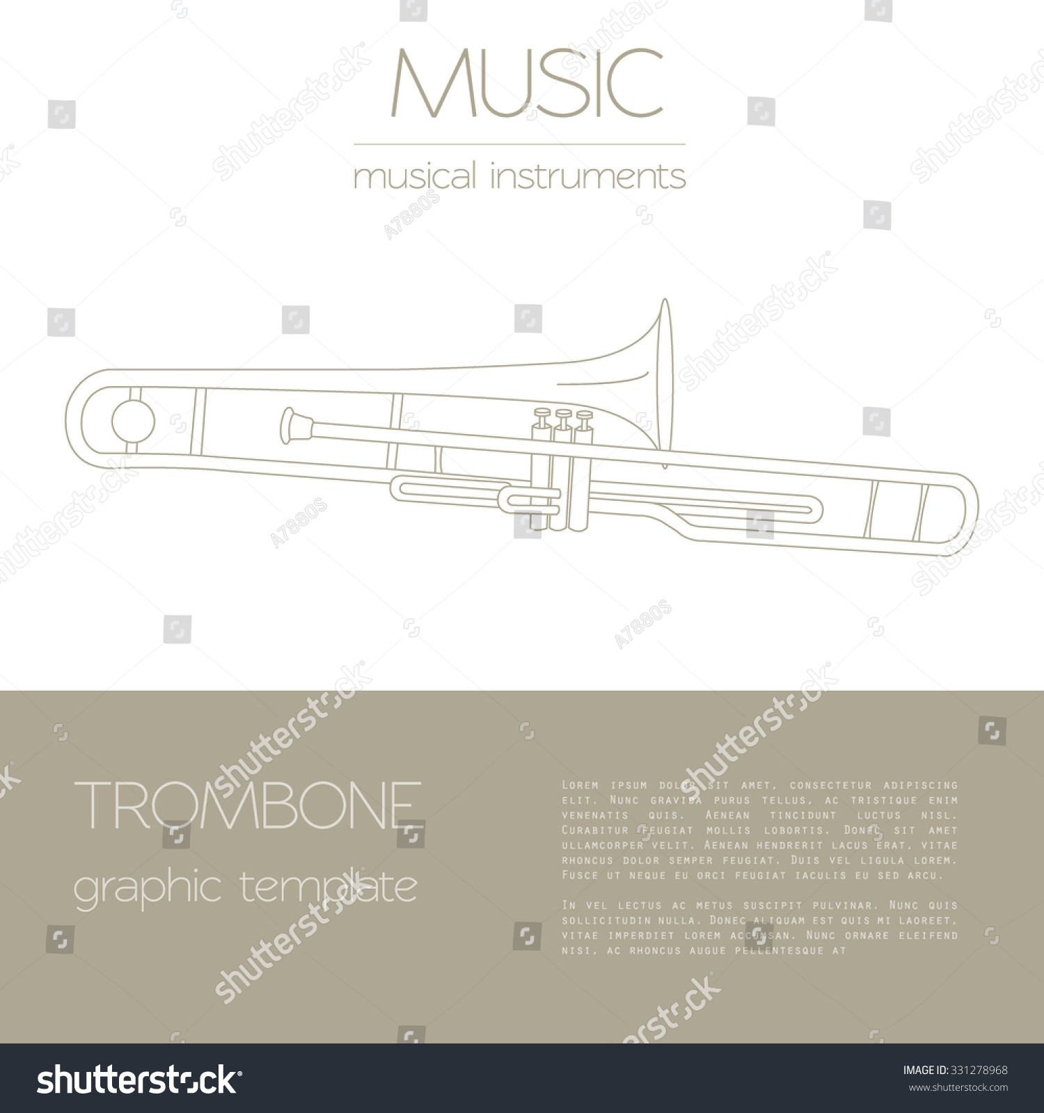 Musical Instruments Graphic Template Trombone Vector Stock Vector ...