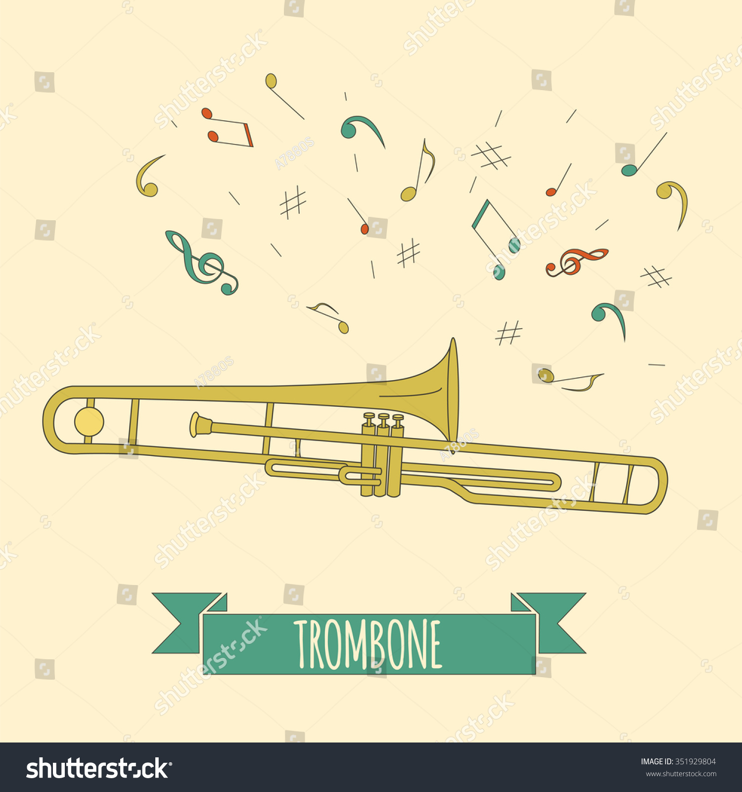 Musical Instruments Graphic Template Trombone Vector Stock Vector ...