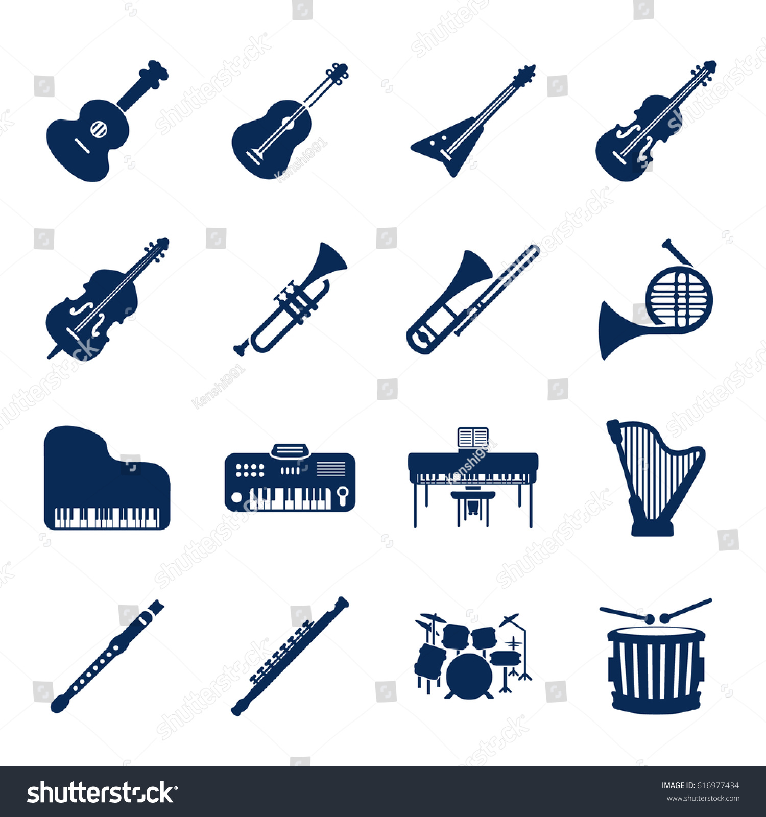Juego de iconos de instrumentos musicales.Vector.: vector de stock ...