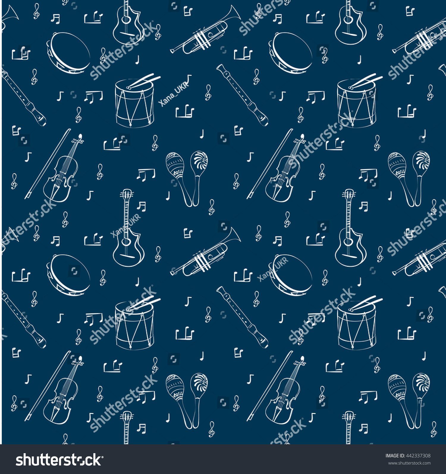 Musical Instruments Vector Background Flat Monochrome Stock Vector ...