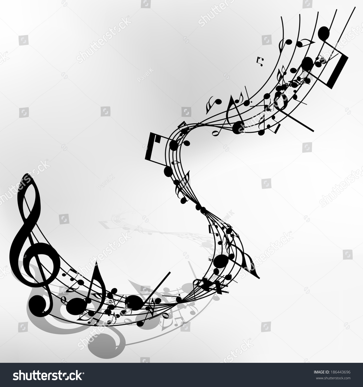 Musical Note Staff Eps 10 Vector Stock Vector (Royalty Free) 186443696