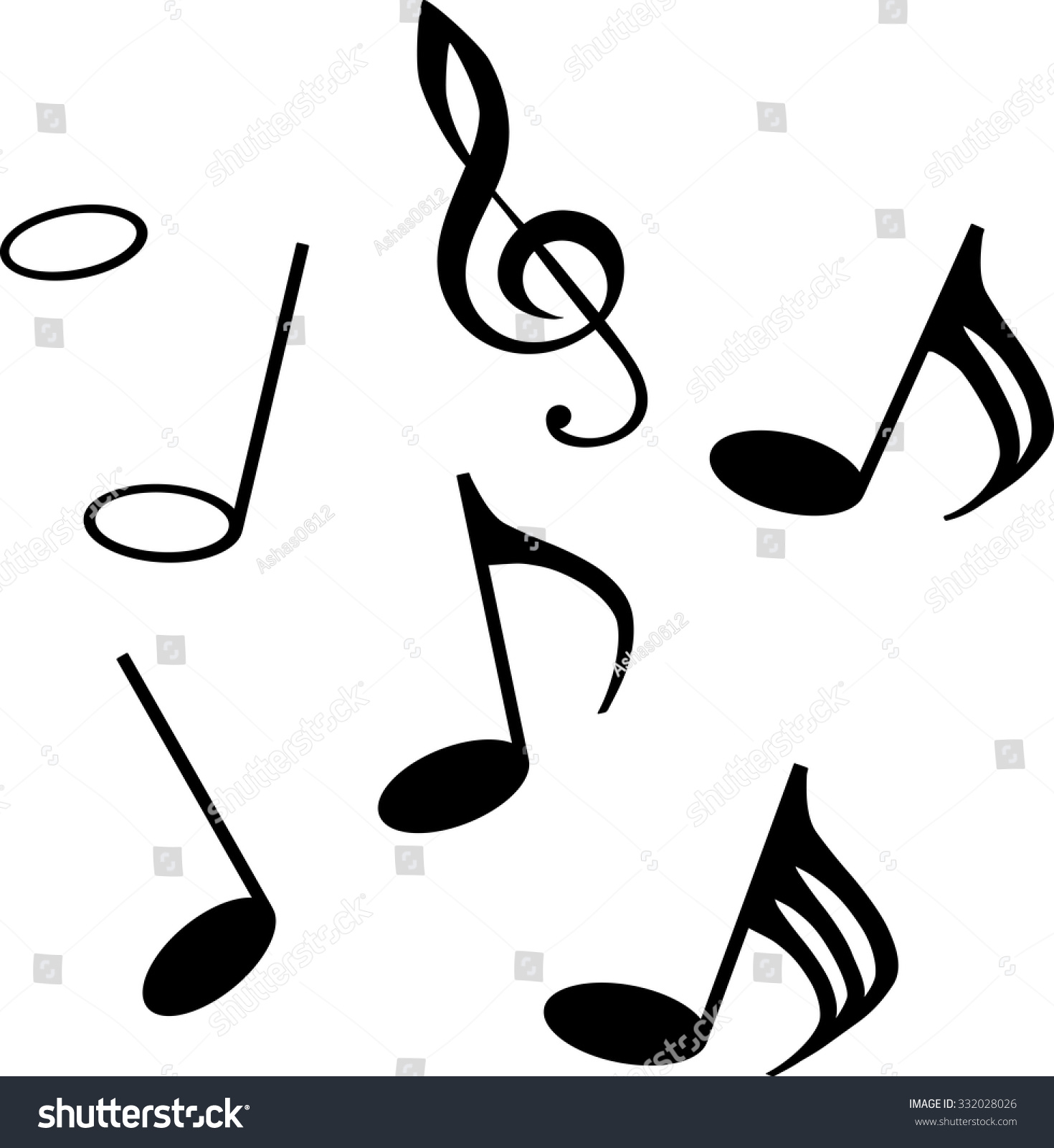 Musical Notes Treble Clef Vector: vector de stock (libre de regalías ...