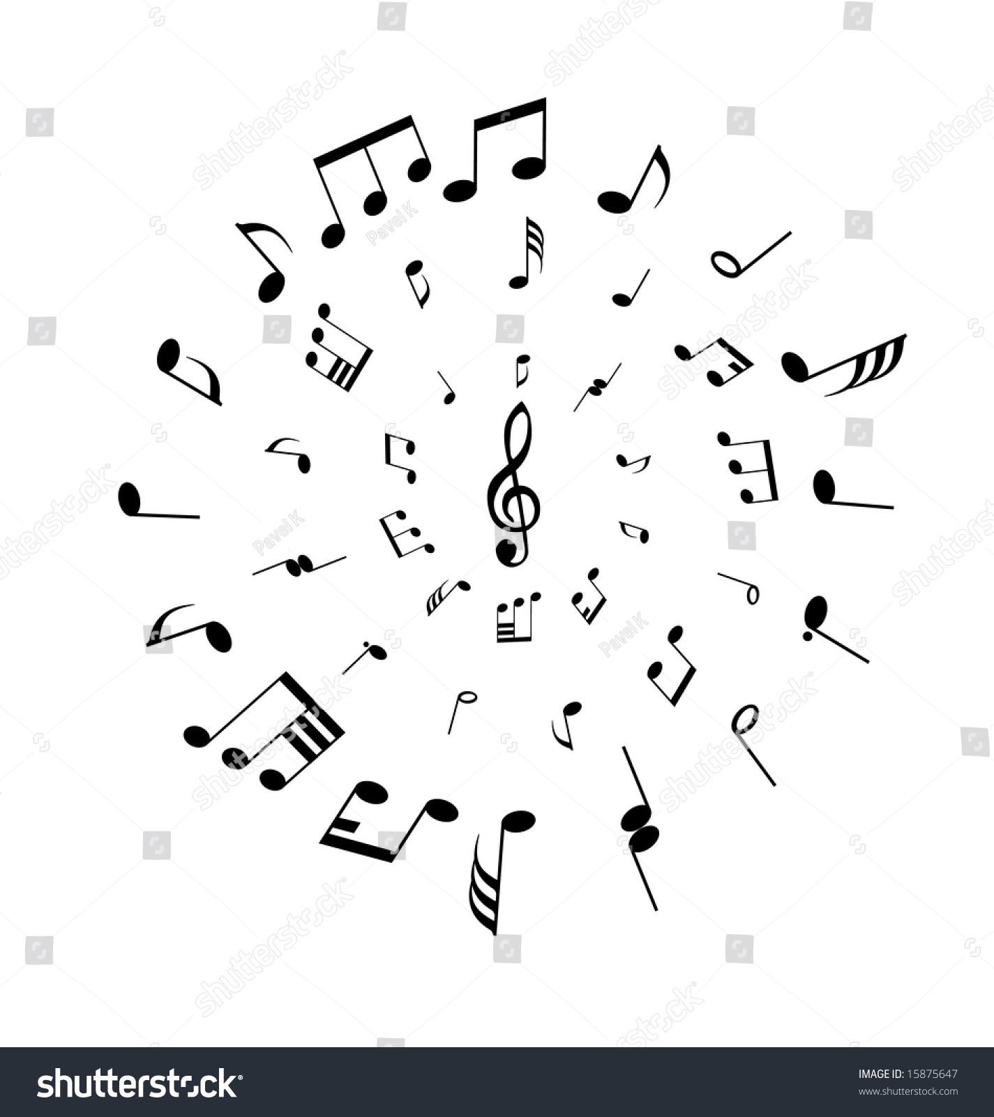 Musical Notes Background In Circle Shape. Vector Illustration ...