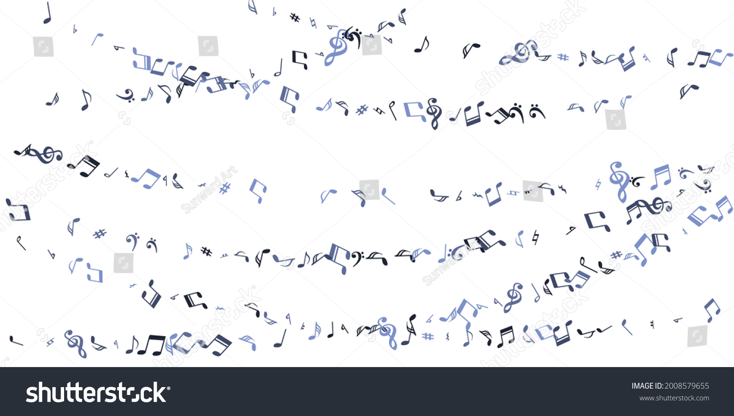 Musical Notes Flying Vector Backdrop Symphony Stock Vector (Royalty ...