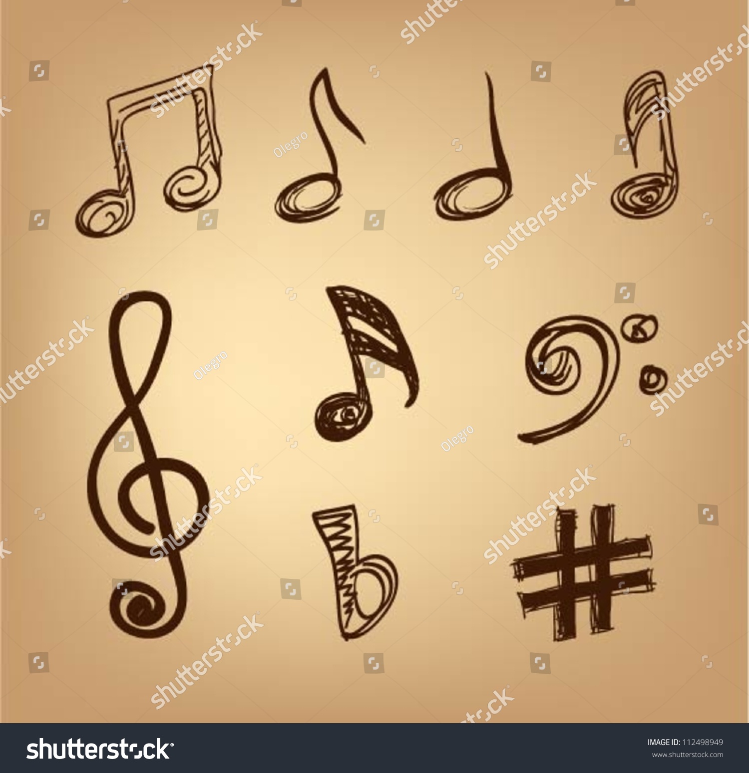 Musical Notes. Hand Drawn Sketch Stock Vector Illustration 112498949 ...