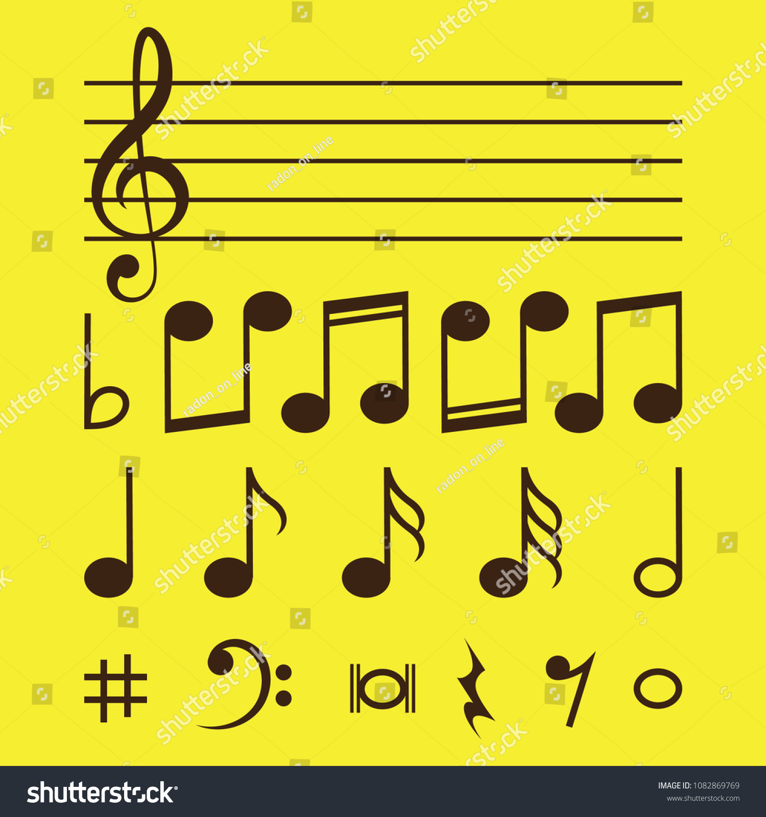 Musical Notes Icons Set Stock Vector (Royalty Free) 1082869769 ...