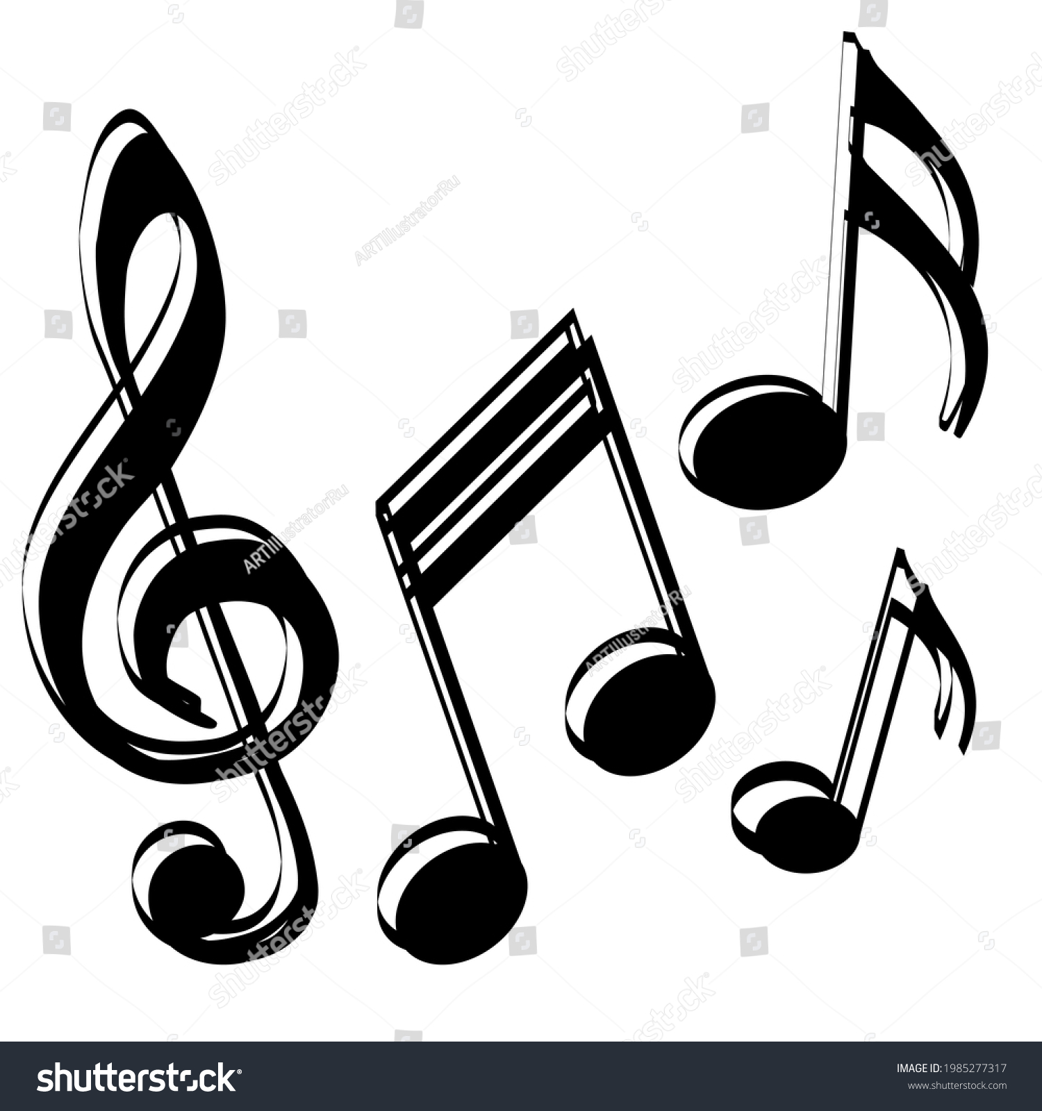 Musical Notes Icons Set Vector Illustration Stock Vector (Royalty Free ...