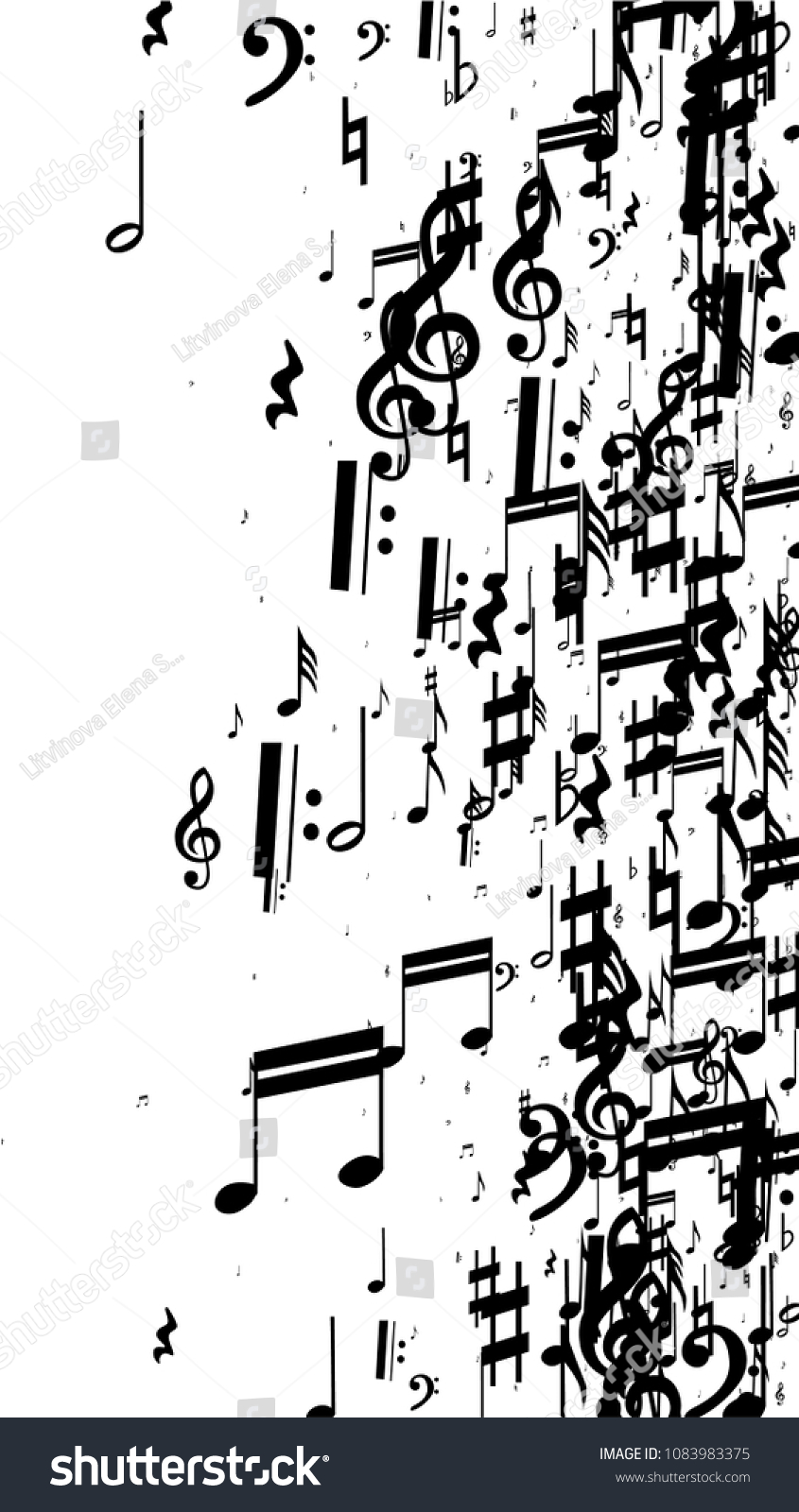 Musical Notes On White Background Vertical Stock Vector (Royalty Free ...