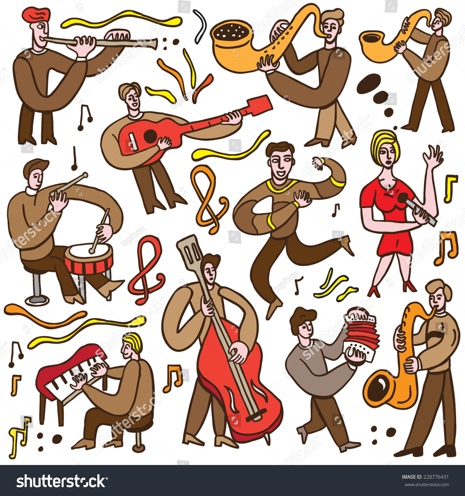 Musicians Cartoons Set Stock Vector (Royalty Free) 228776431