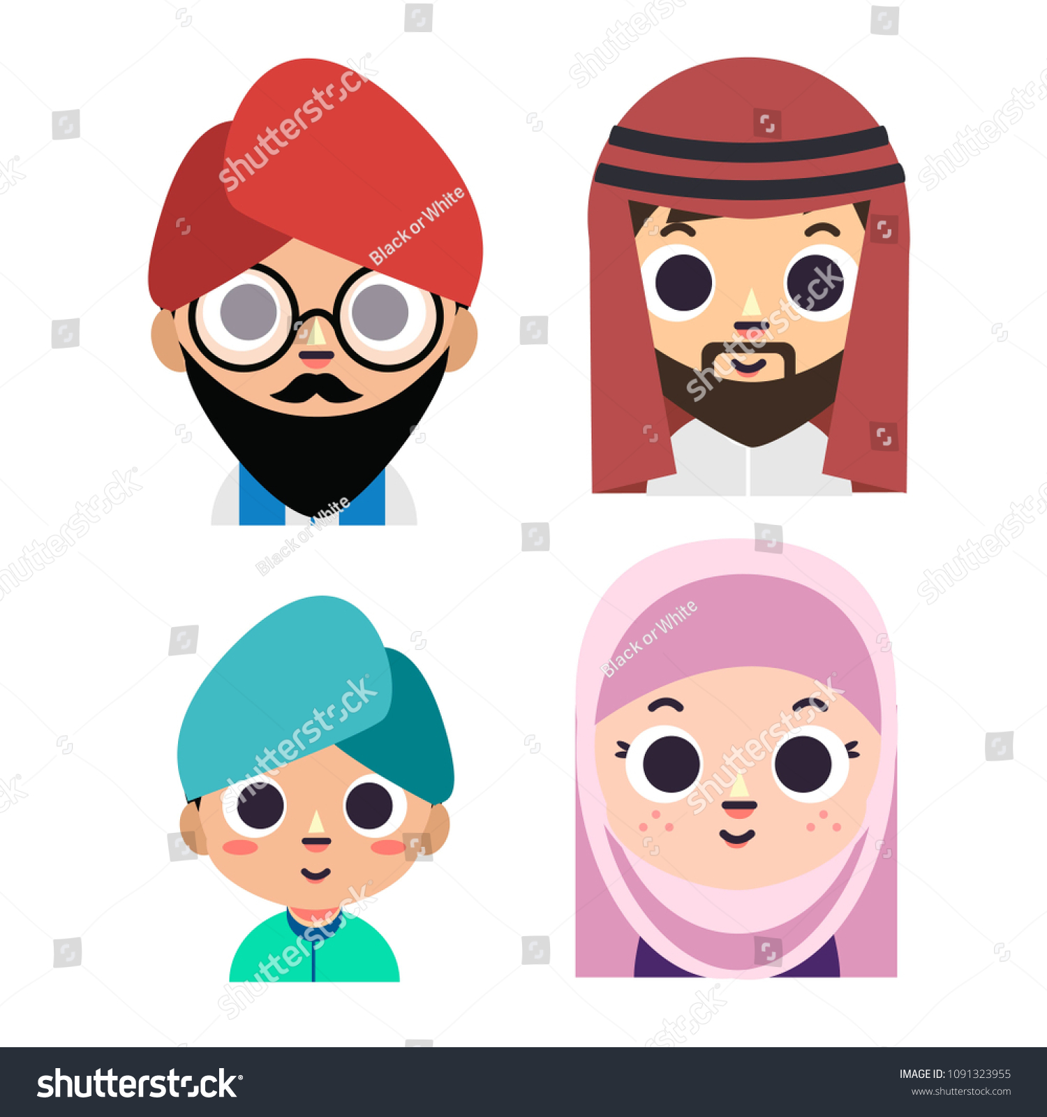 Muslim Avatar Vector 스톡 벡터(로열티 프리) 1091323955 | Shutterstock