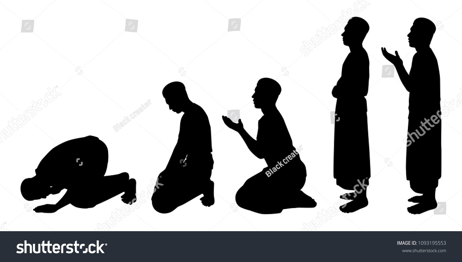 Muslim Man Silhouette Vector Set Stock Vector (Royalty Free) 1093195553 ...