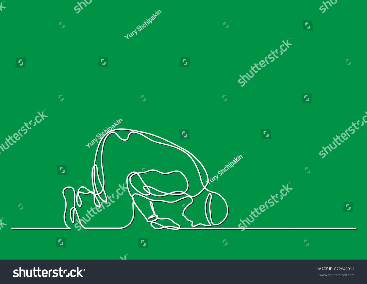 Muslim Praying Single Line Drawing Stock Vector (Royalty Free) 672846901