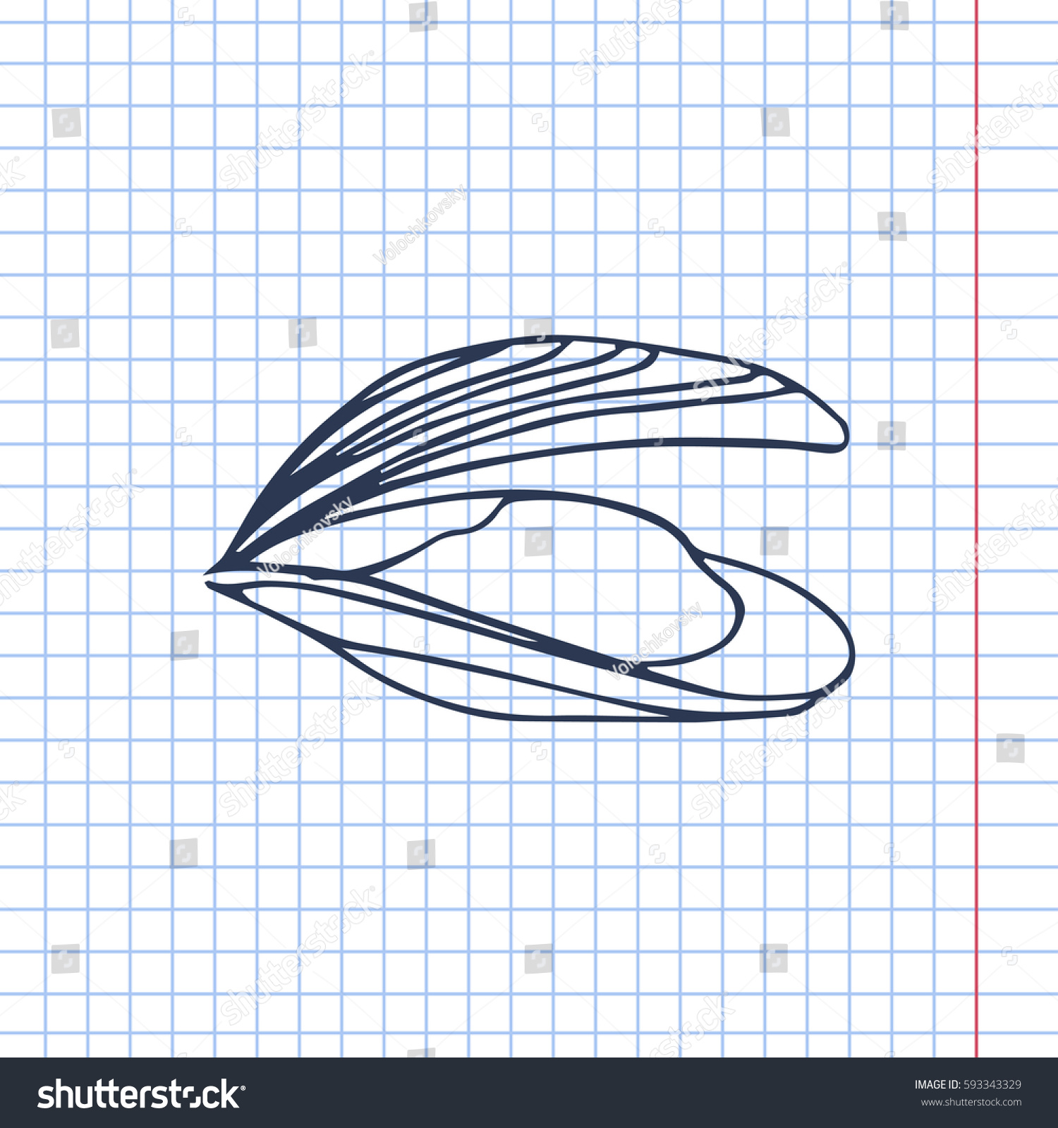Mussel Vector Doodle Illustration: vector de stock (libre de regalías ...