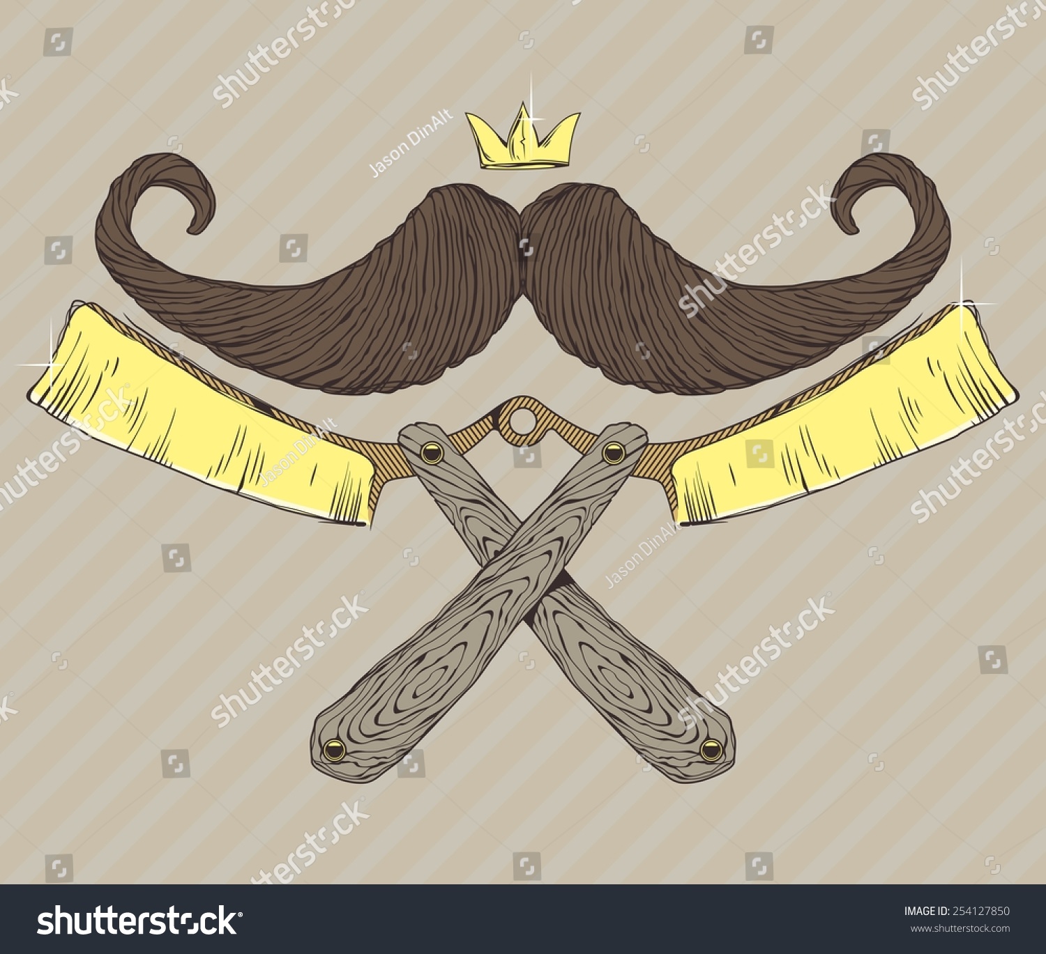Mustache Gold Razor Stock Vector (Royalty Free) 254127850 - Shutterstock