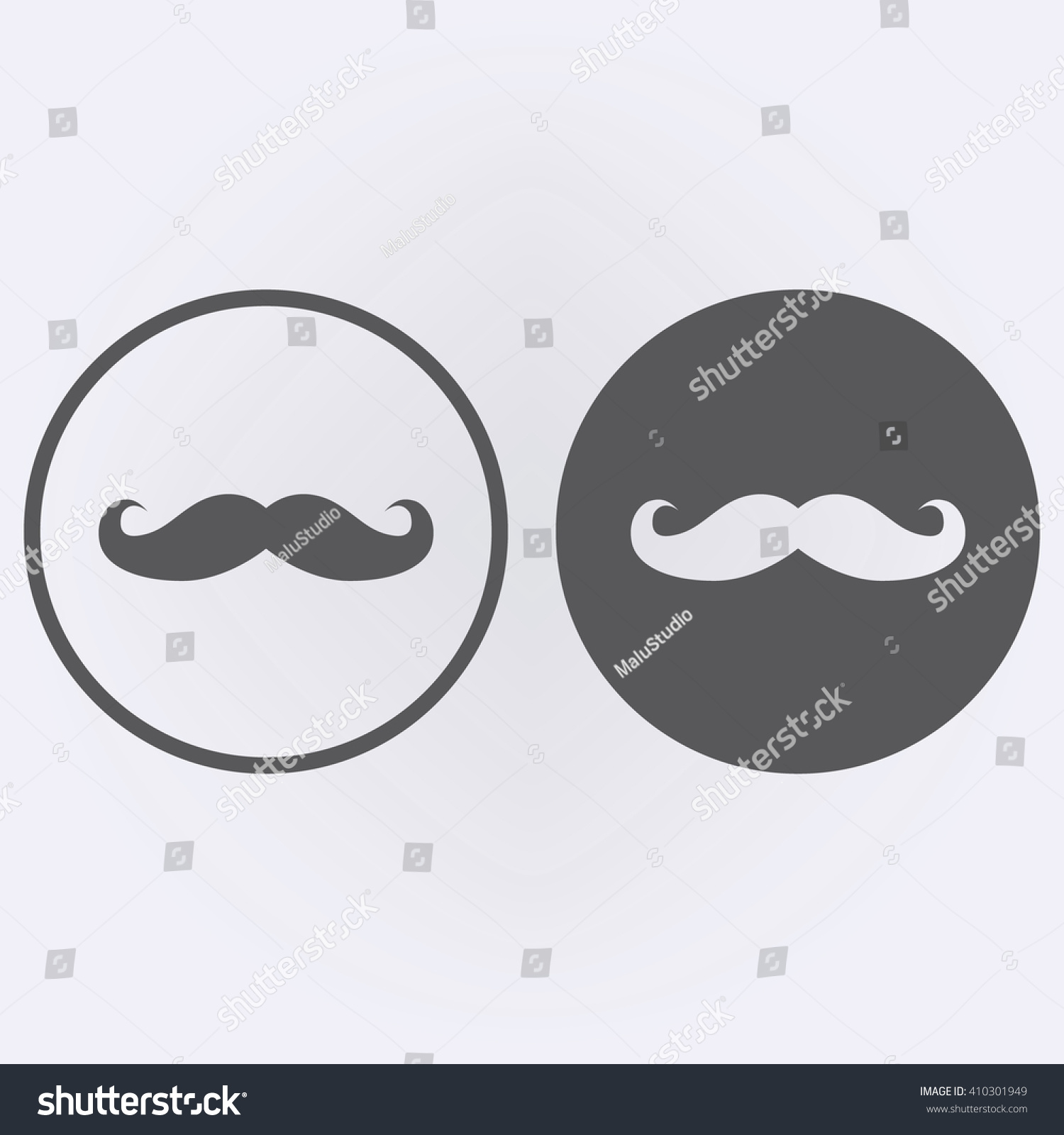 Mustache Icon Set Circle Vector Illustration Stock Vector (Royalty Free ...