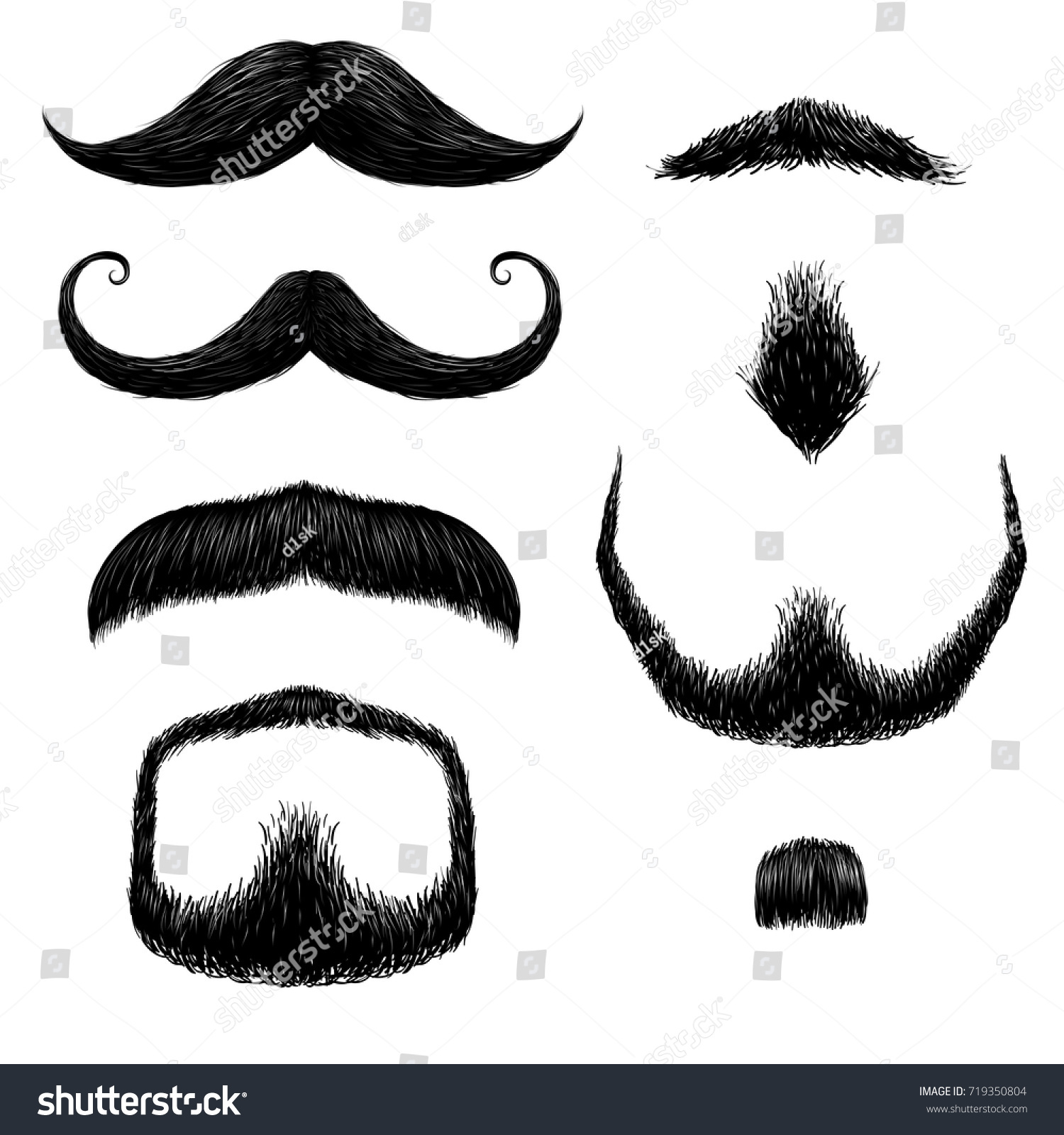 Mustaches Set Hand Drawing Stock Vector (Royalty Free) 719350804