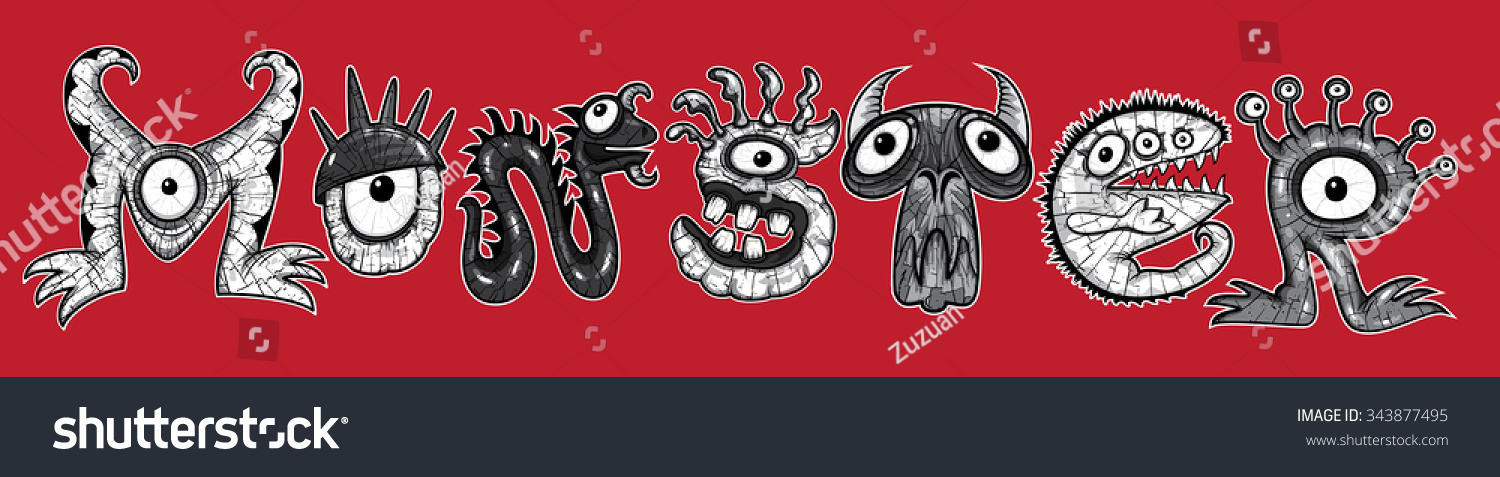 Mutant Cartoon Character Monsters Vector Illustrations: vector de stock ...