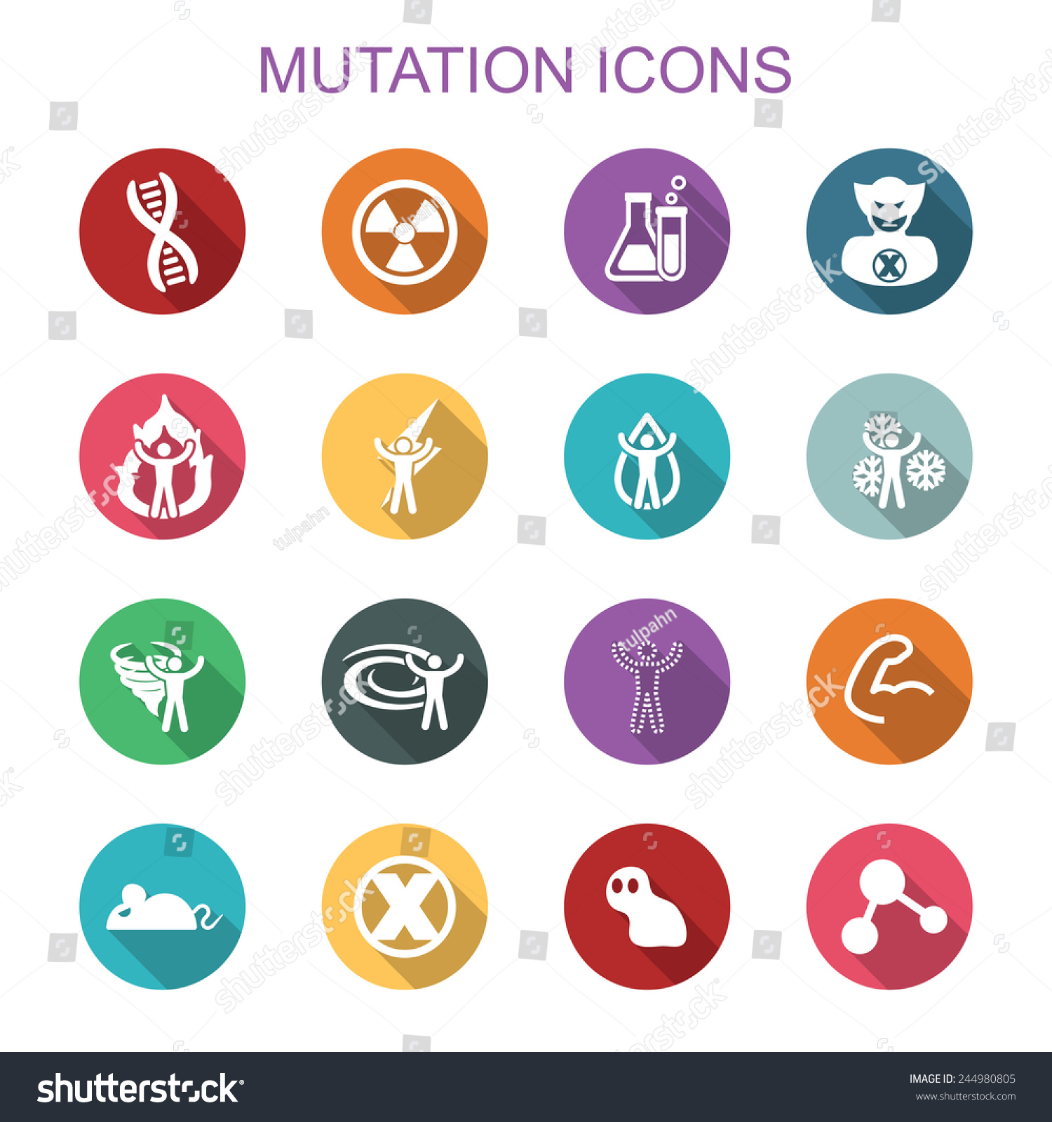 Mutation Long Shadow Icons Flat Vector Stock Vector (Royalty Free ...