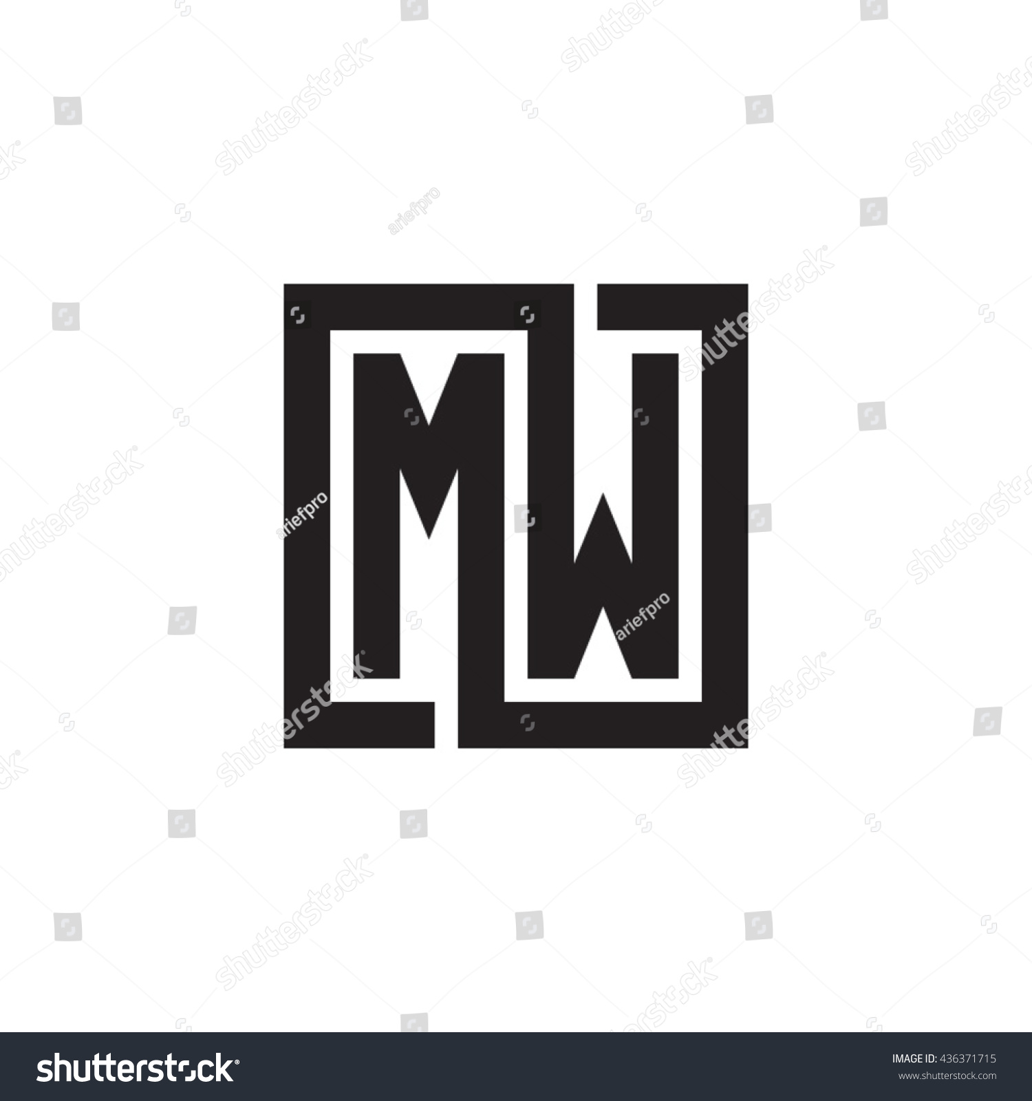 MW Initial Letters Looping Linked Square Image vectorielle de stock ...