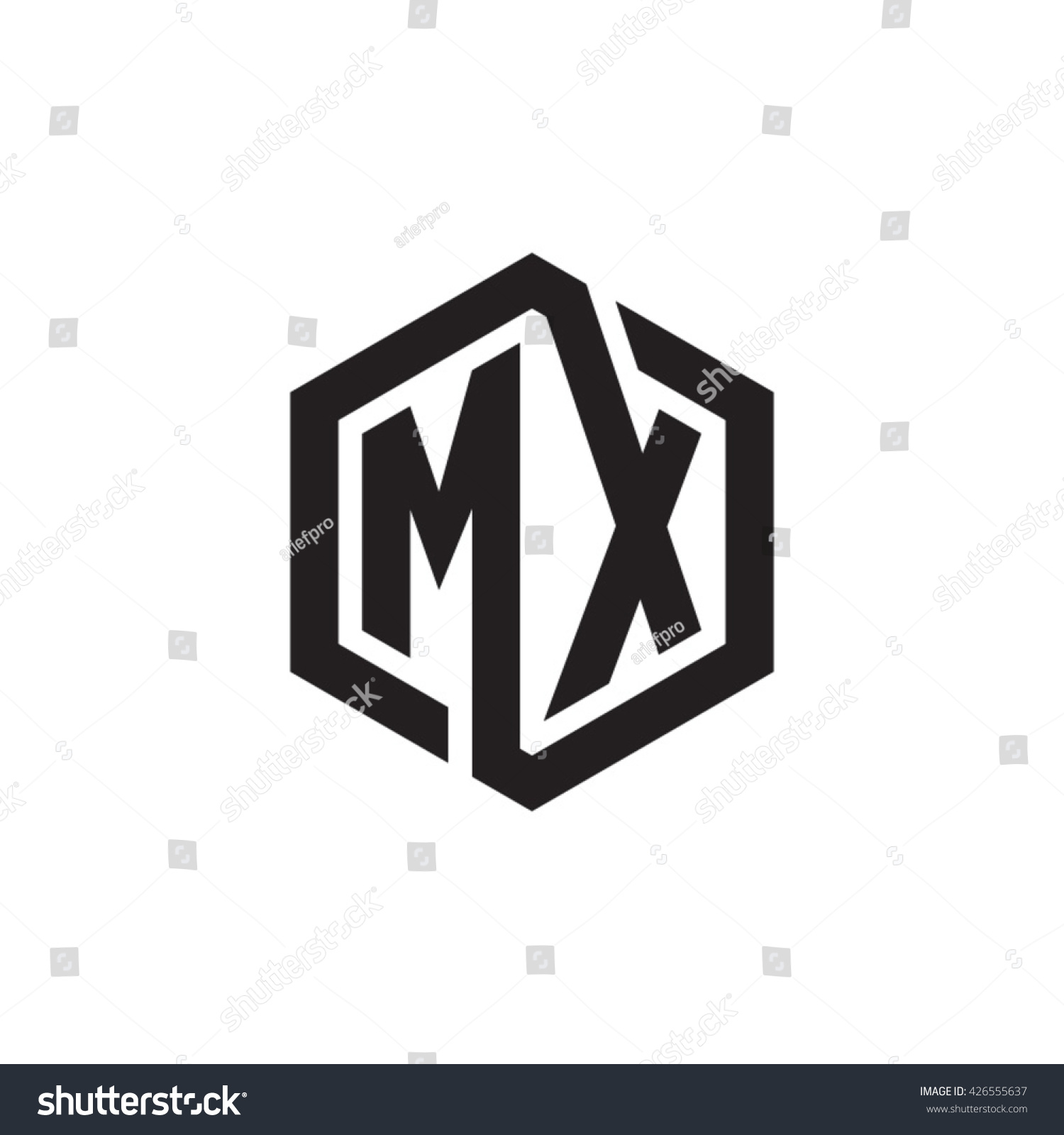 Mx Initial Letters Looping Linked Hexagon: เวกเตอร์สต็อก (ปลอดค่า ...