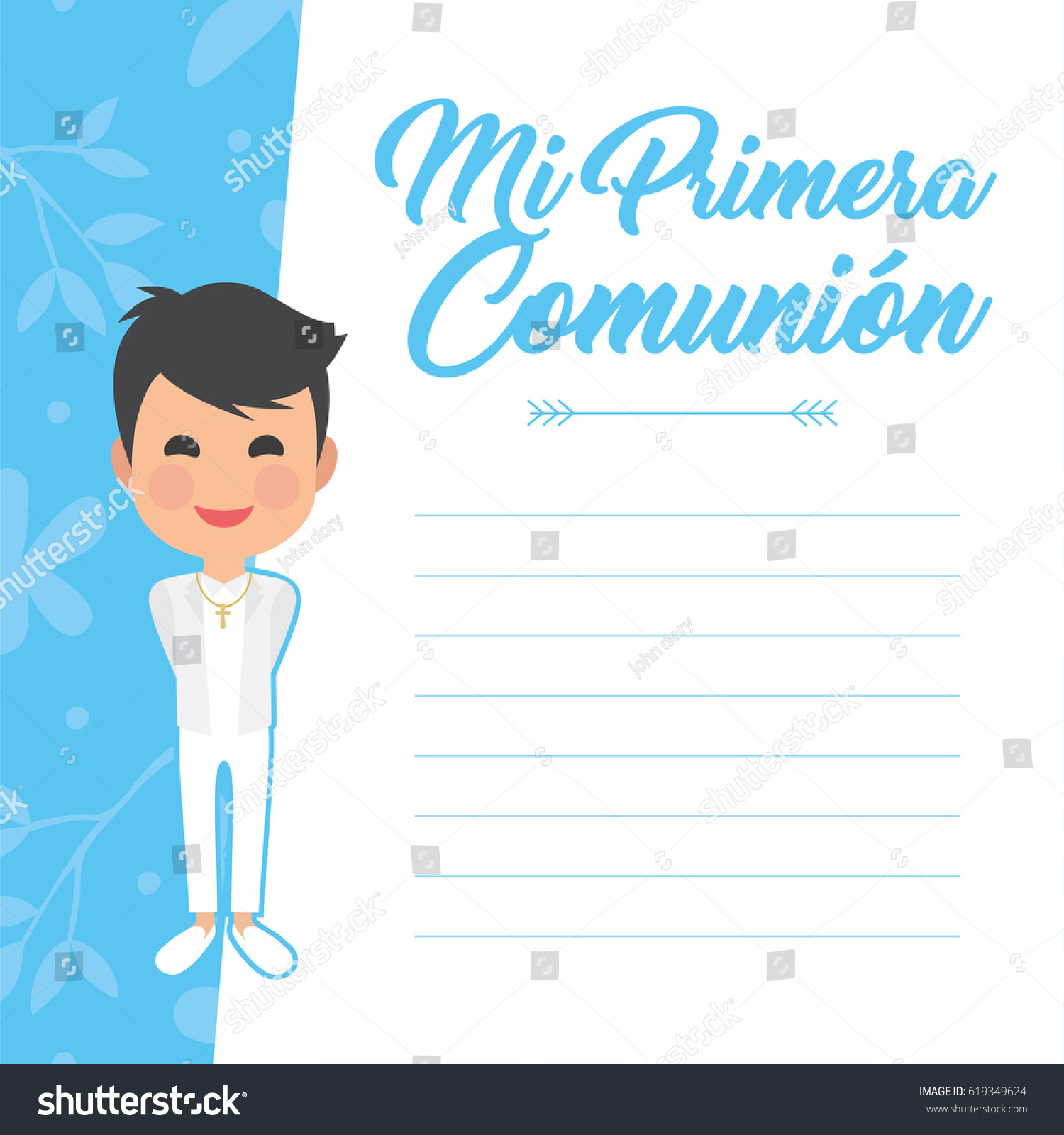 Vektor Stok My First Communion Invitation Message On (Tanpa Royalti ...