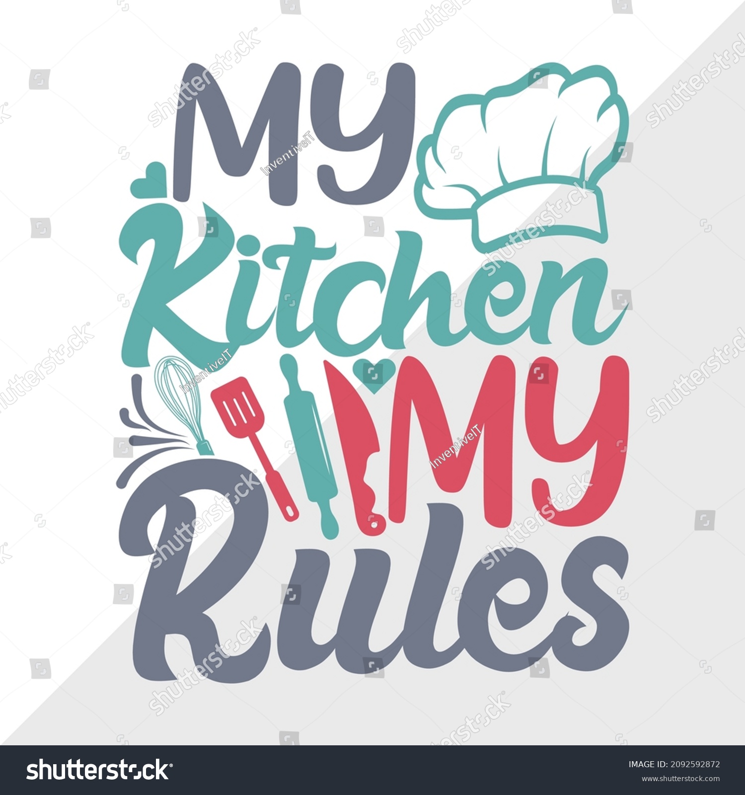 My Kitchen My Rules Printable Vector Stock Vector (Royalty Free) 2092592872
