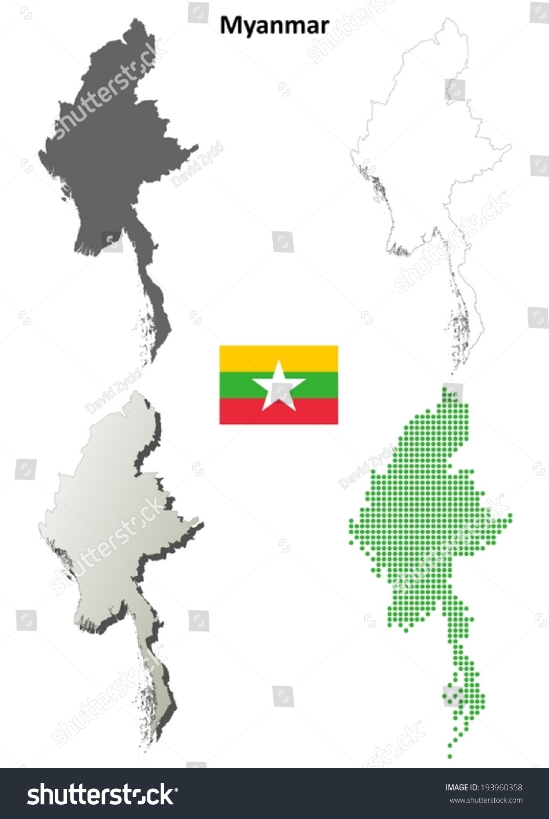 Myanmar Blank Detailed Outline Map Set Stock Vector (Royalty Free ...