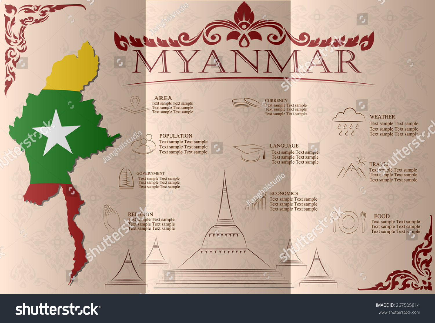 Myanmar Infographics Statistical Data Sights Vector 스톡 벡터(로열티 프리 ...