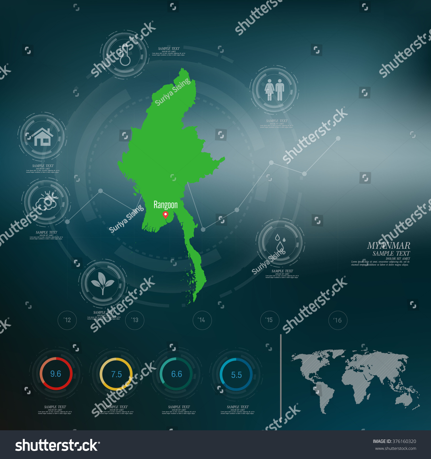 Myanmar Map Infographic Stock Vector (Royalty Free) 376160320 ...