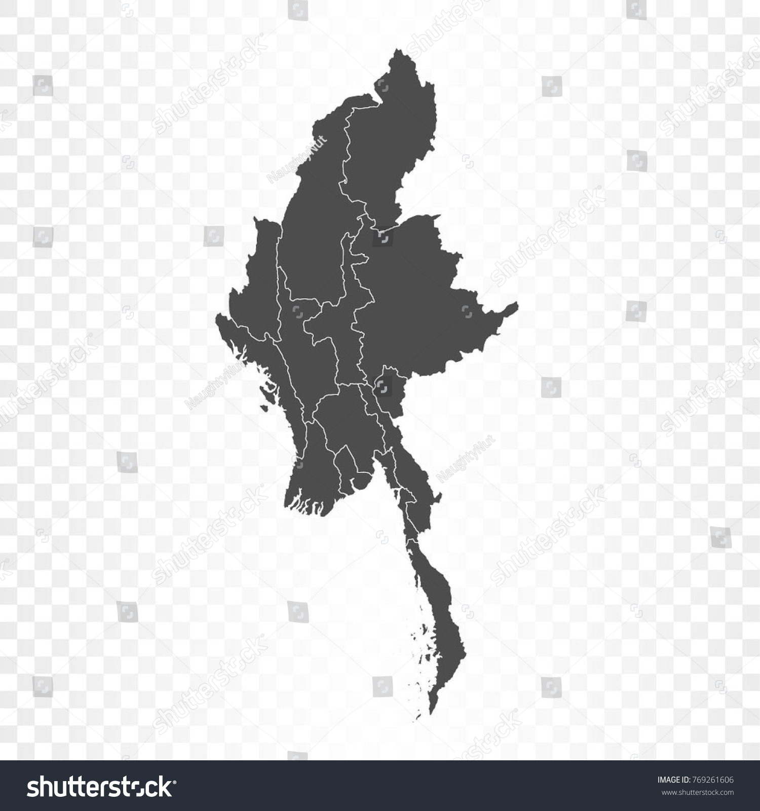 Myanmar Map Isolated On Transparent Background : image vectorielle de ...