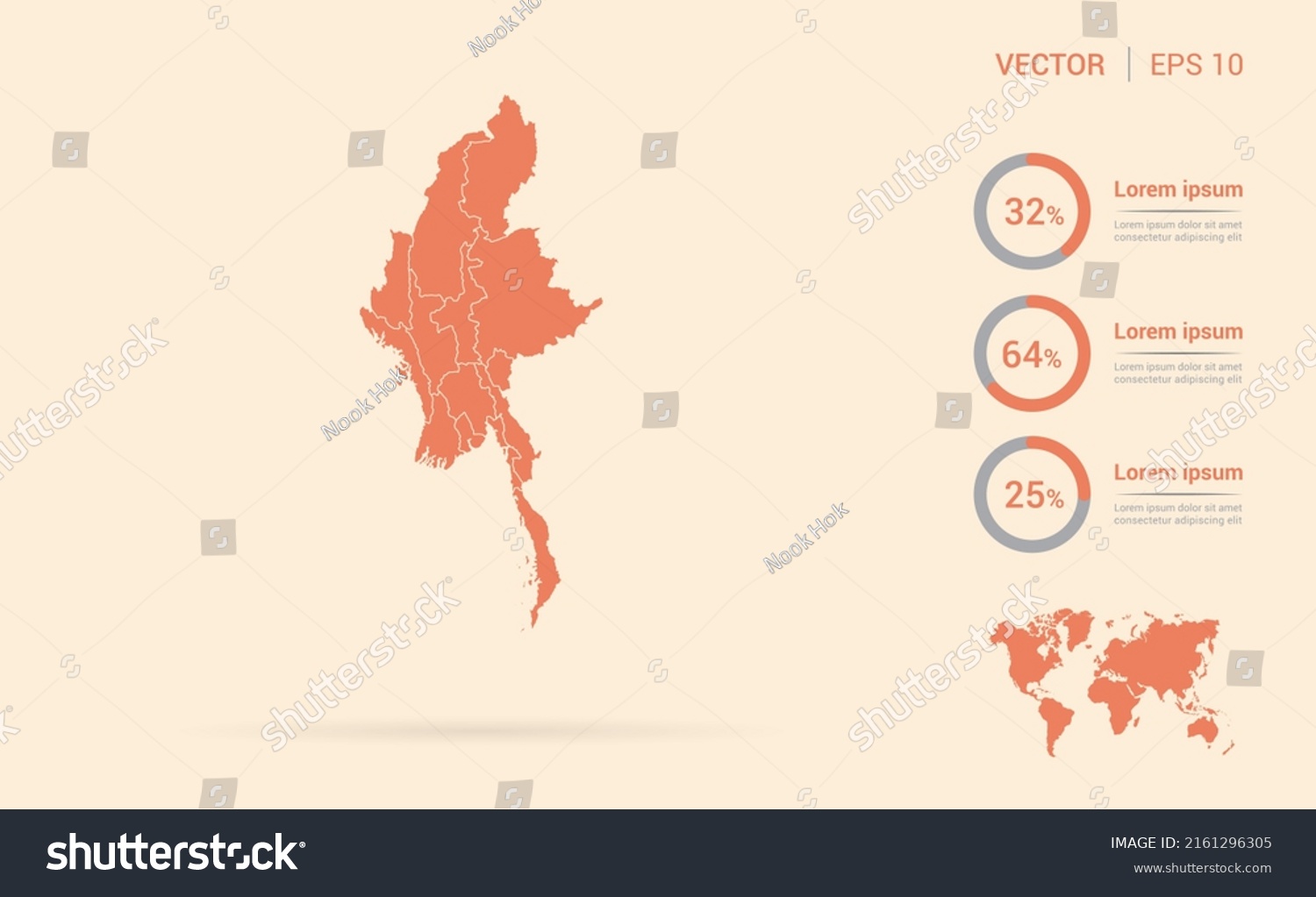 Myanmar Map Orange Abstract Infographic Vector Stock Vector (Royalty ...