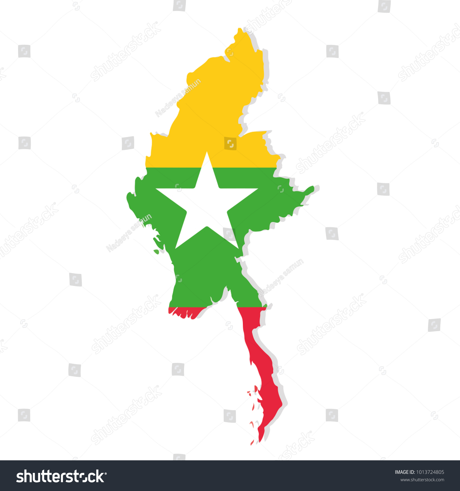 Myanmar Map Vector Stock Vector (Royalty Free) 1013724805 | Shutterstock