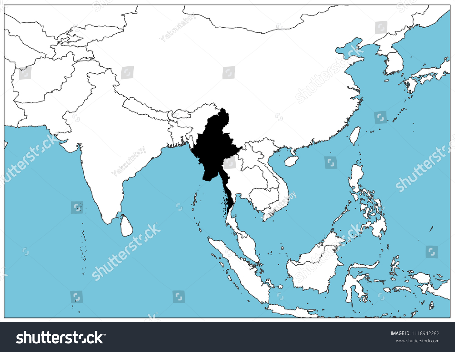 Myanmar Map Wallpaper Map Geography Stock Vector (Royalty Free ...